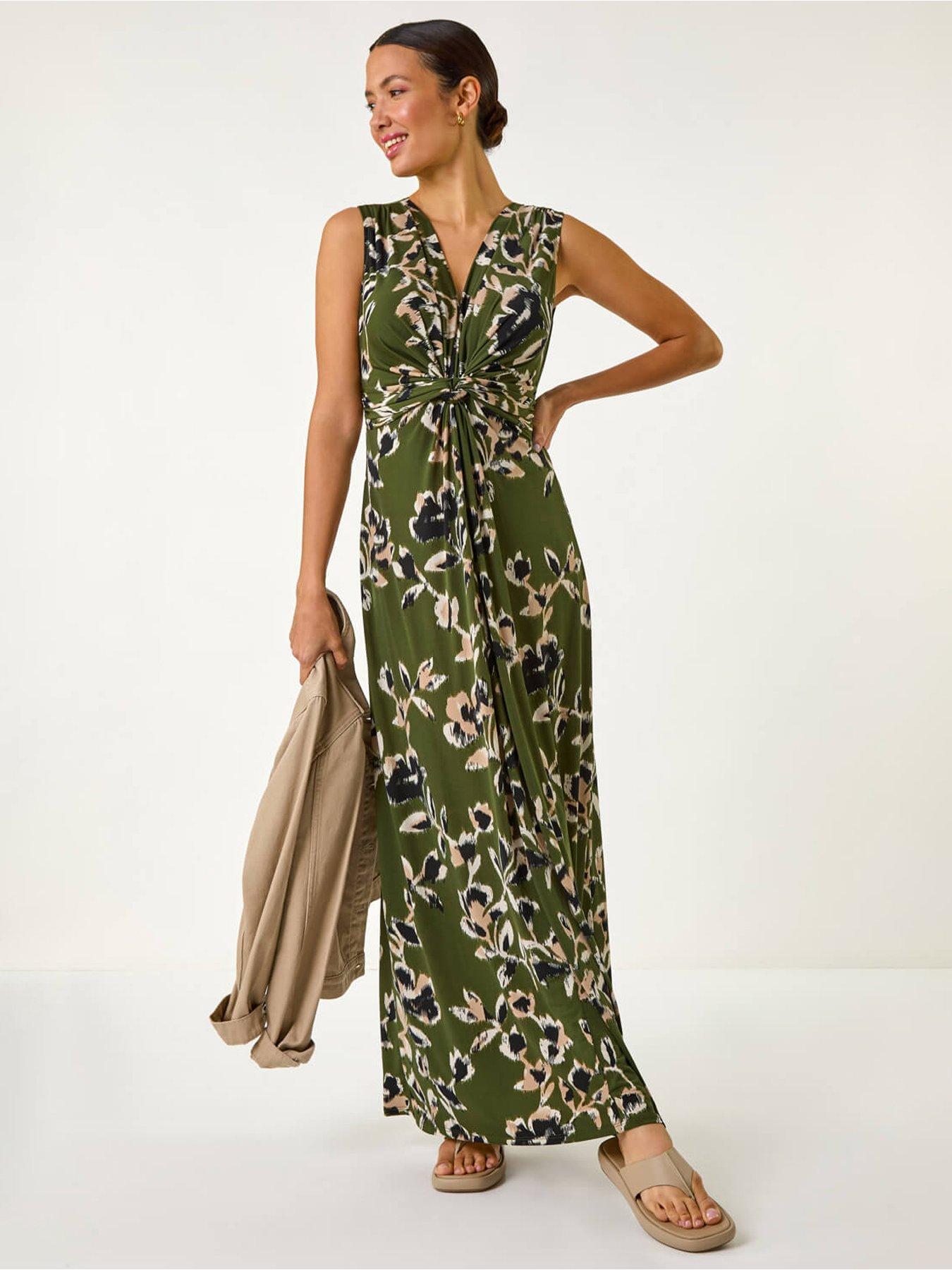 Roman Leaf Print Twist Front Maxi Dress | Very