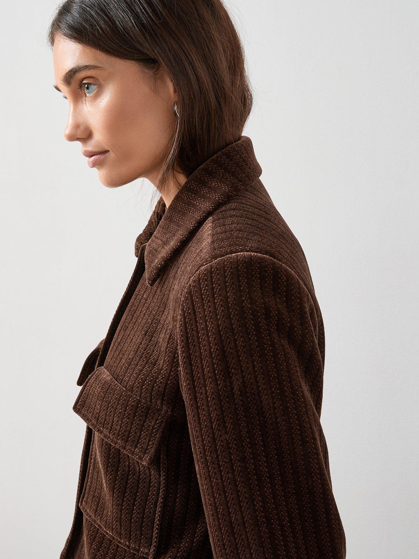 The Very Collection Cord Structured Cropped Blazer - Brown | Very