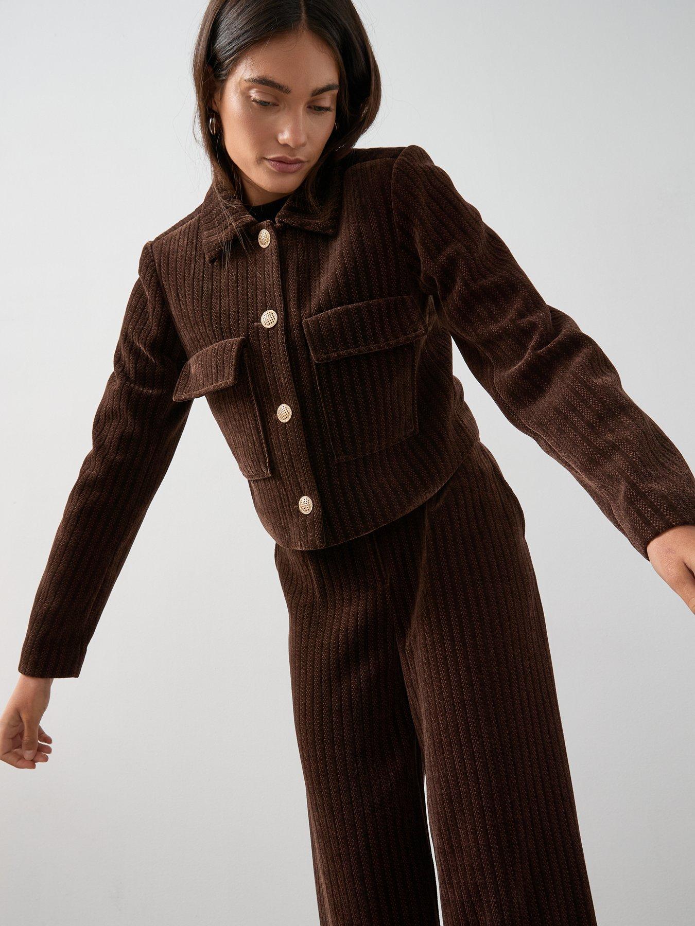 The Very Collection Cord Structured Cropped Blazer - Brown | Very