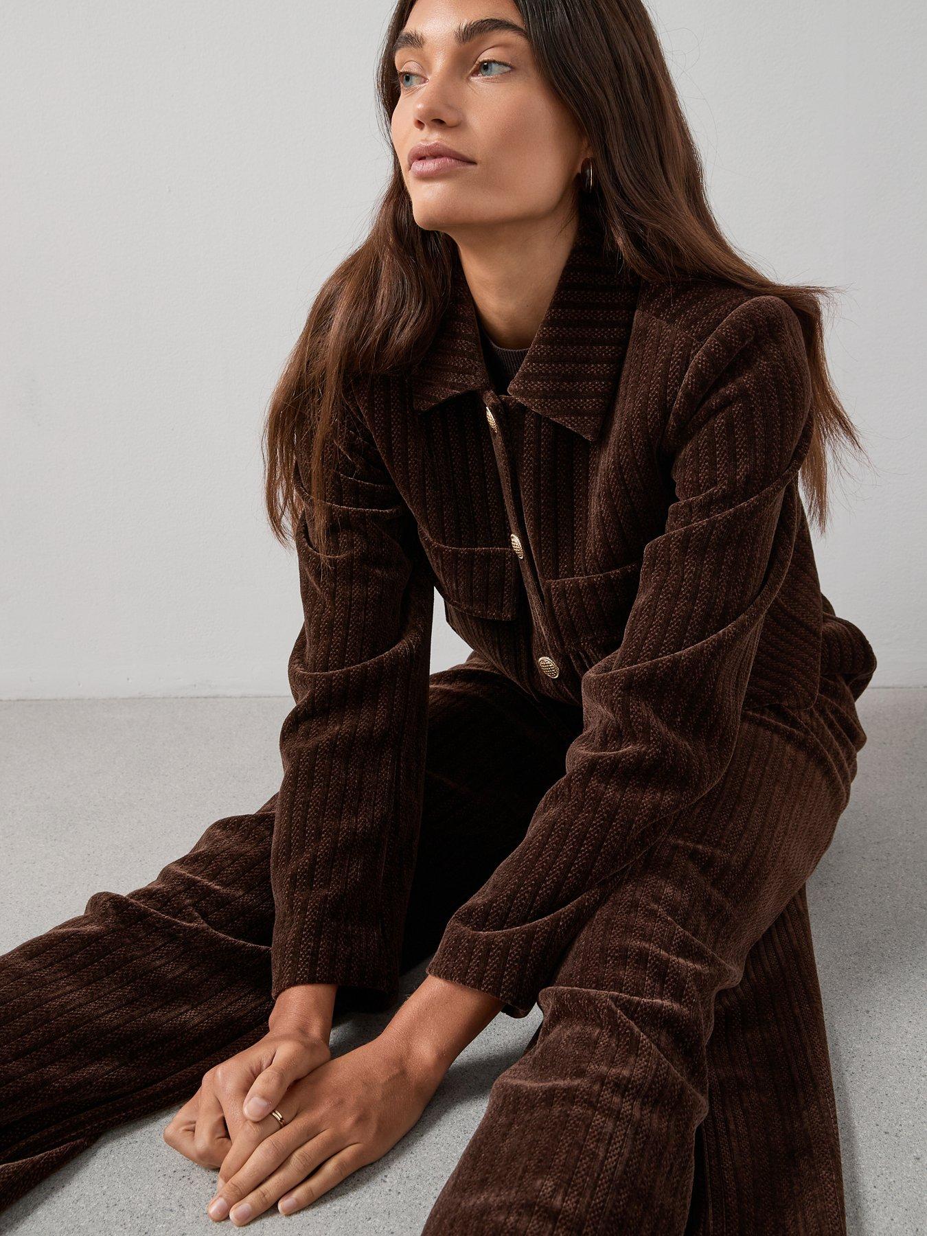 The Very Collection Cord Structured Cropped Blazer - Brown | Very