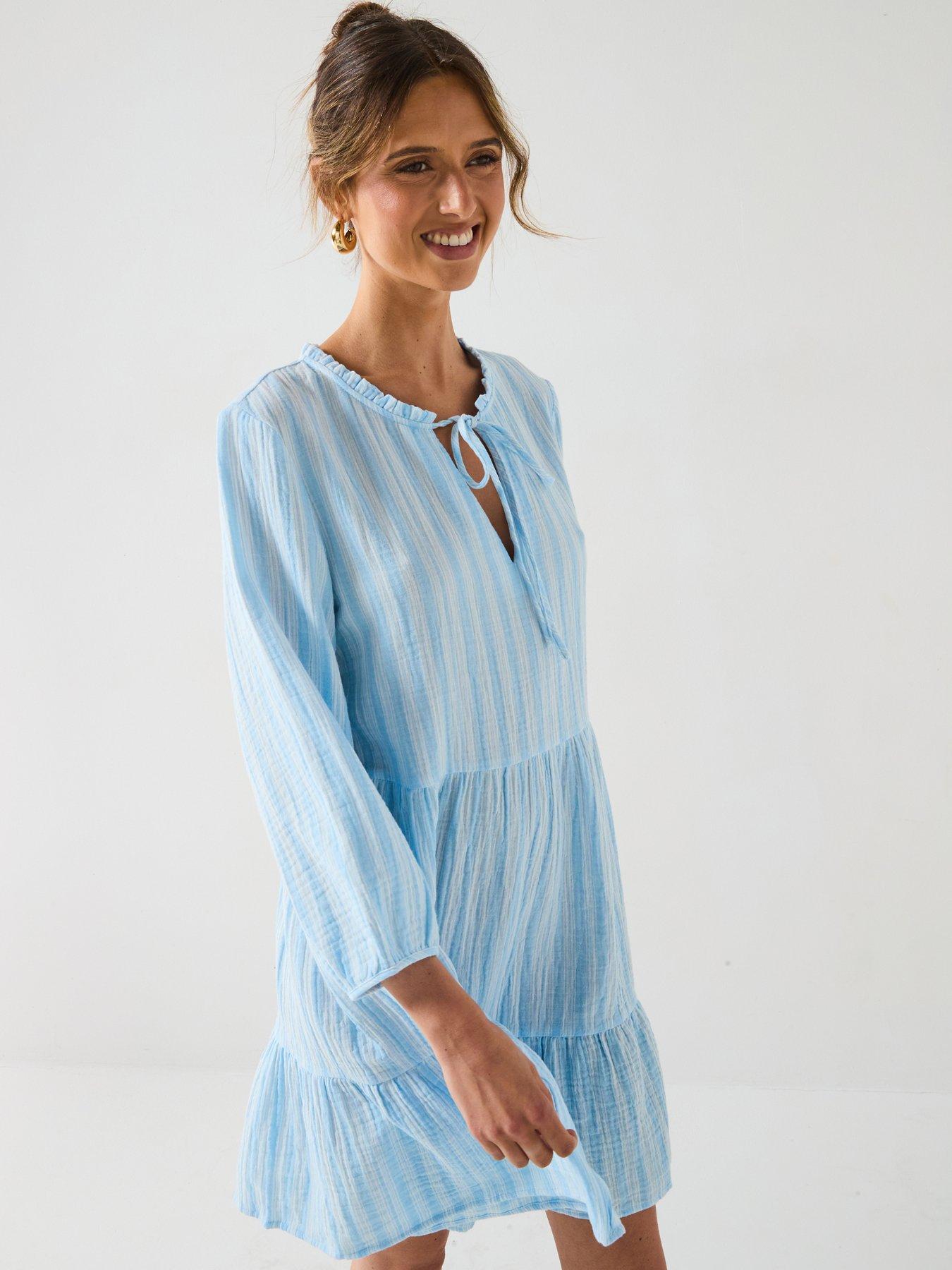 Vero Moda Nanna 3/4 Woven Dress - Blue | Very