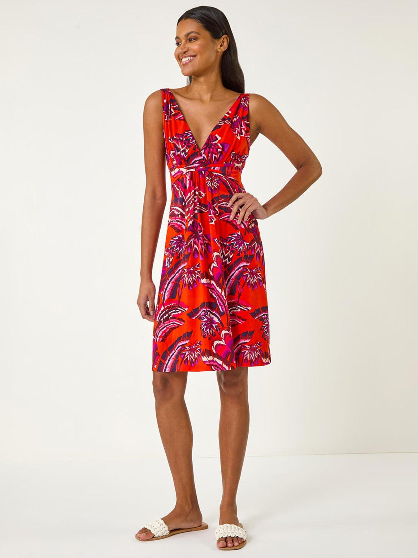 Roman Abstract Print V-neck Stretch Dress | Very