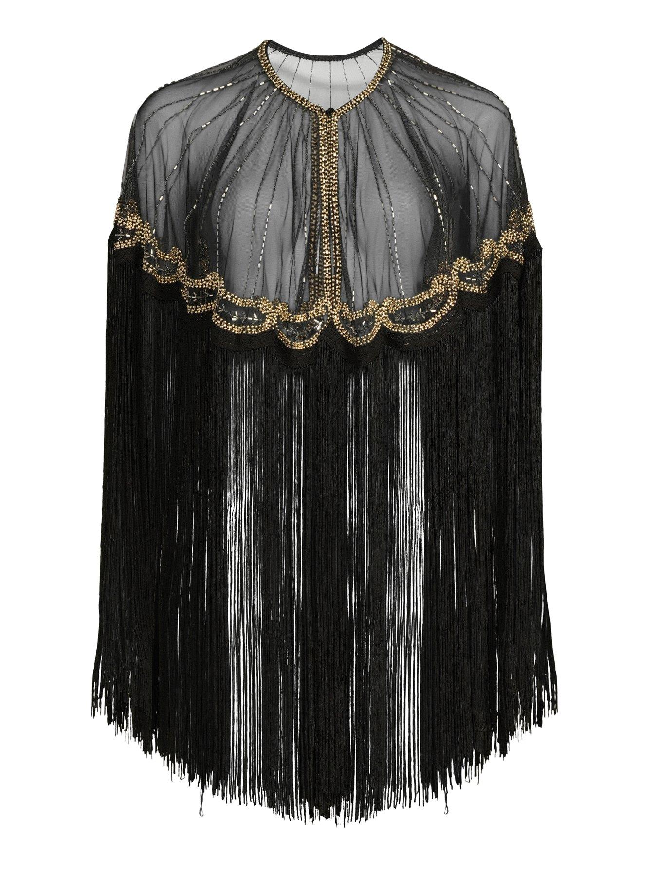 The Very Collection Embellished Detail Fringe Cape - Black | Very