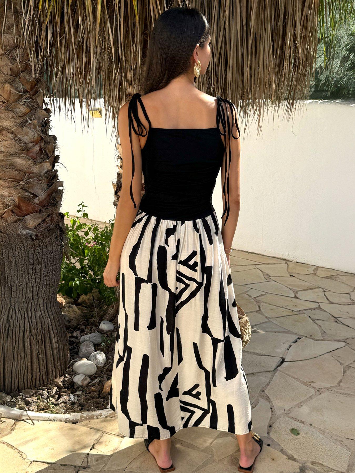 AX Paris Strappy Mono Print Maxi Dress - Multi | Very
