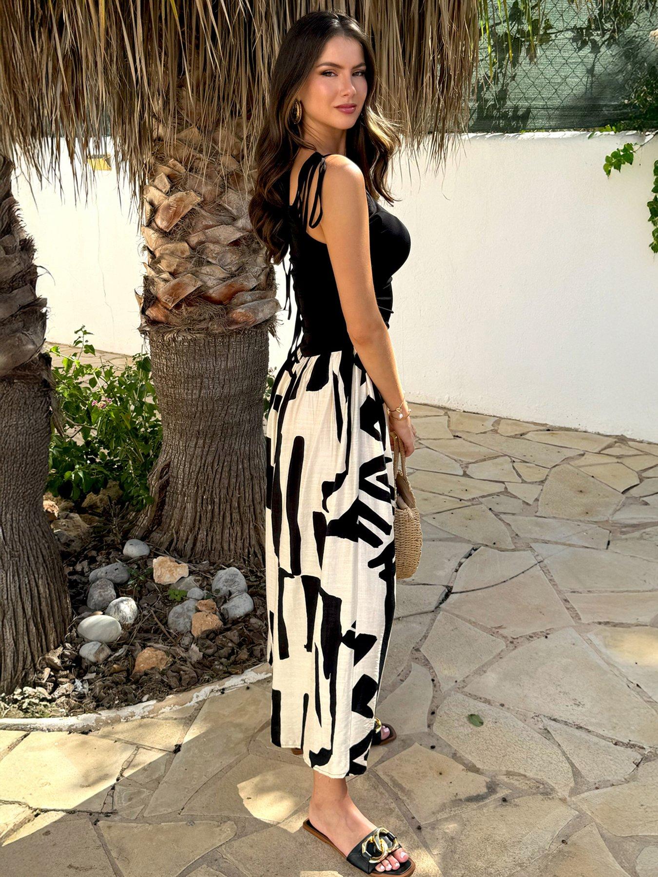 AX Paris Strappy Mono Print Maxi Dress | Very