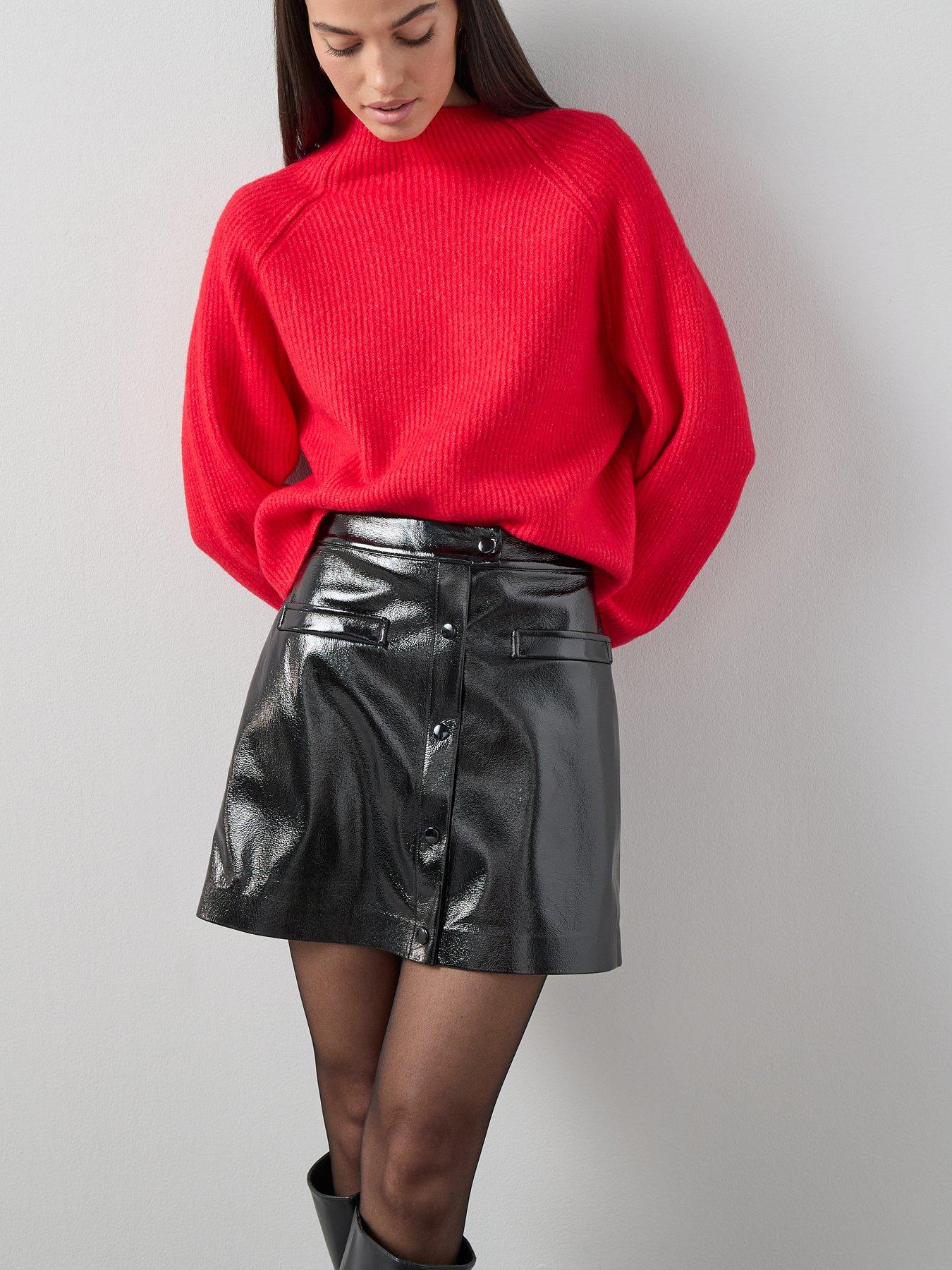 The Very Collection Crackled Pu Mini Skirt - Black | Very