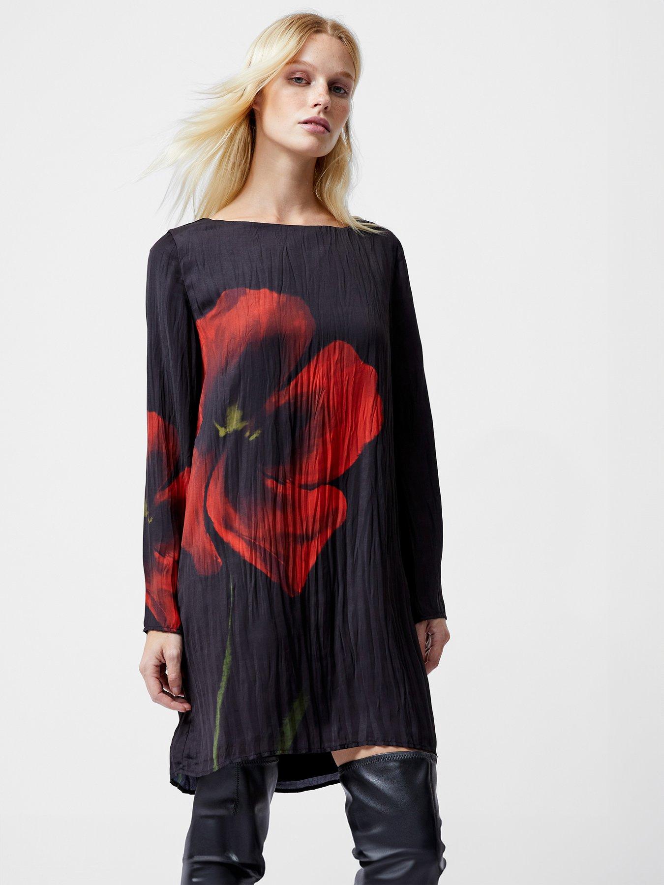 French Connection Oversized Long Sleeve Chiffon Floral Mini Dress | Very