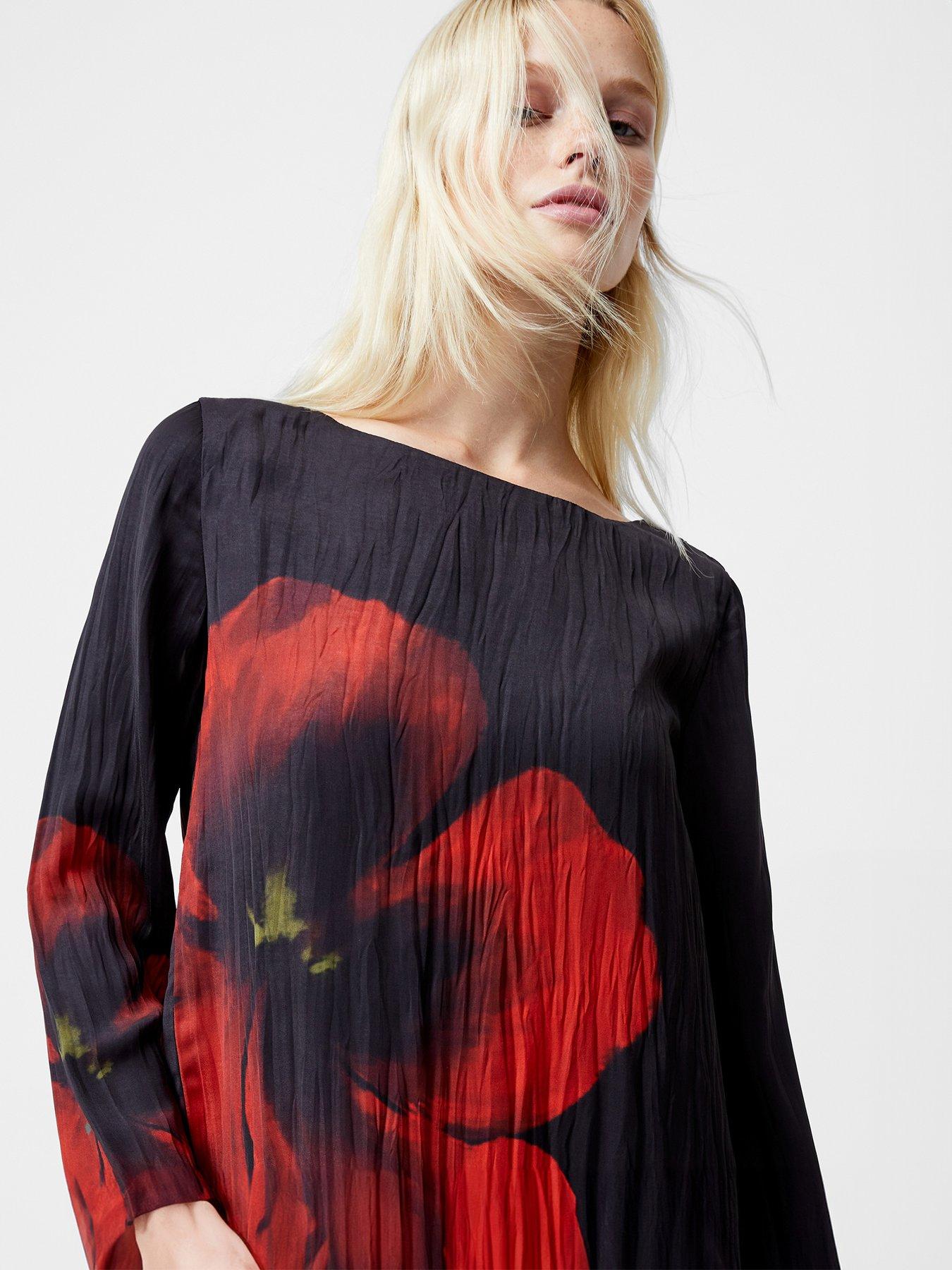 French Connection Oversized Long Sleeve Chiffon Floral Mini Dress | Very