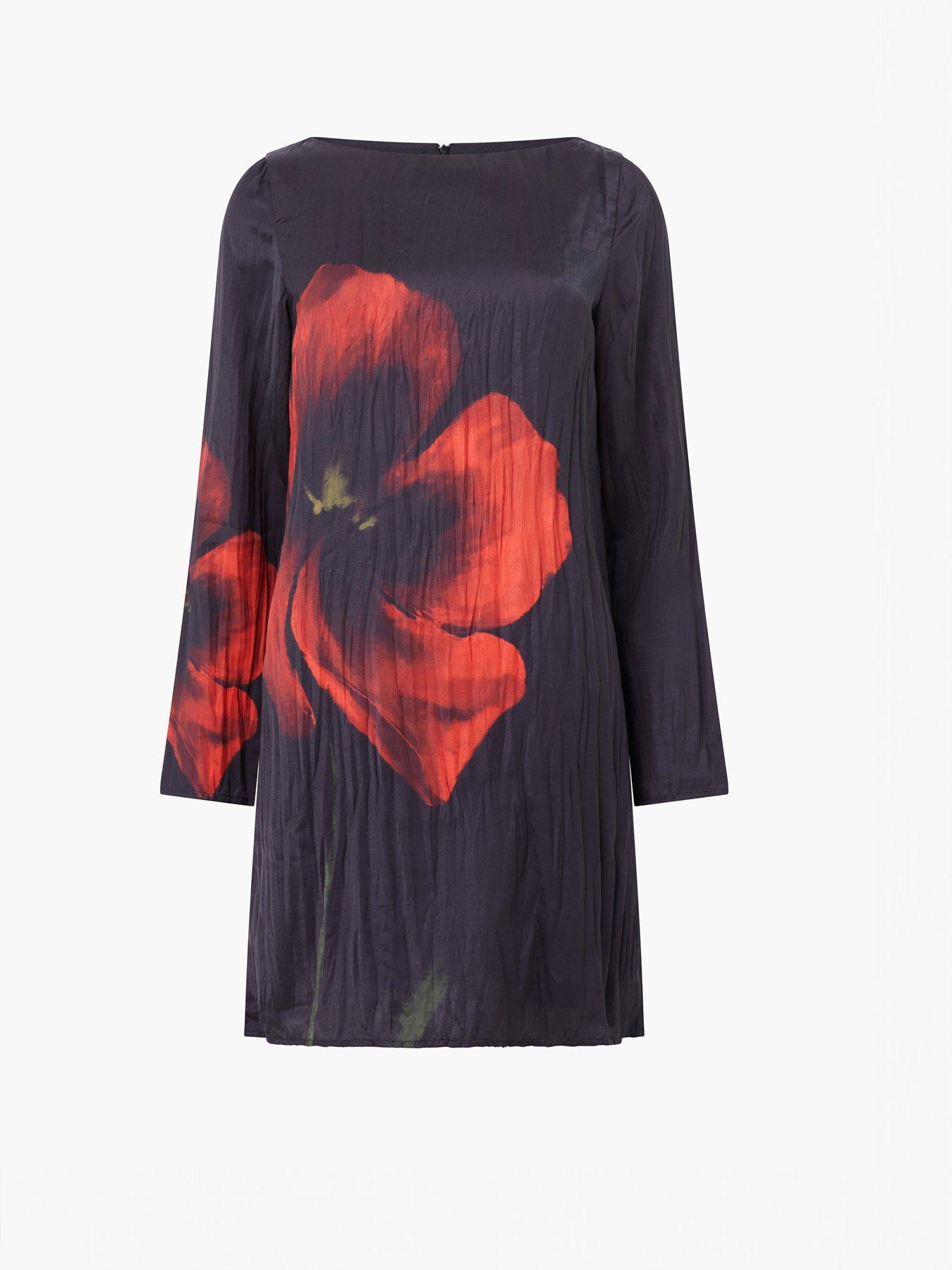 French Connection Oversized Long Sleeve Chiffon Floral Mini Dress | Very