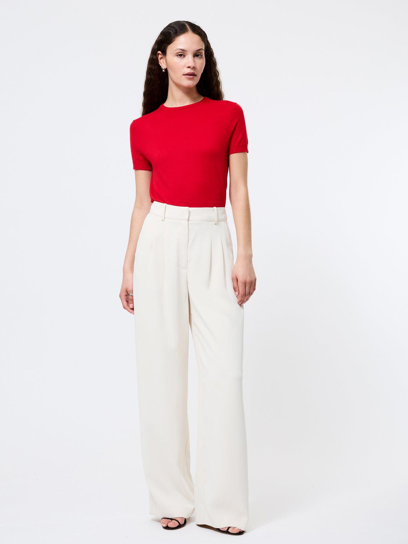 French Connection Suit Trousers with Concealed Pockets - Cream | Very