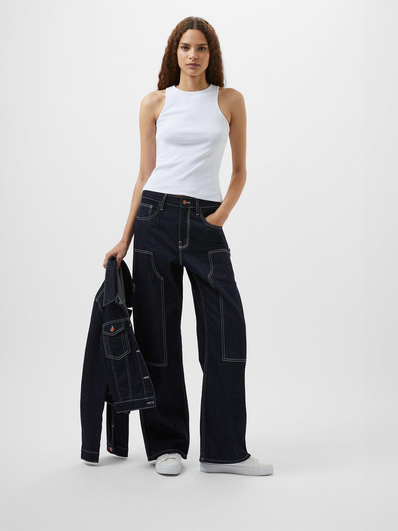 French Connection Cotton Relaxed Fit Contrast Stitch Denim Jeans | Very