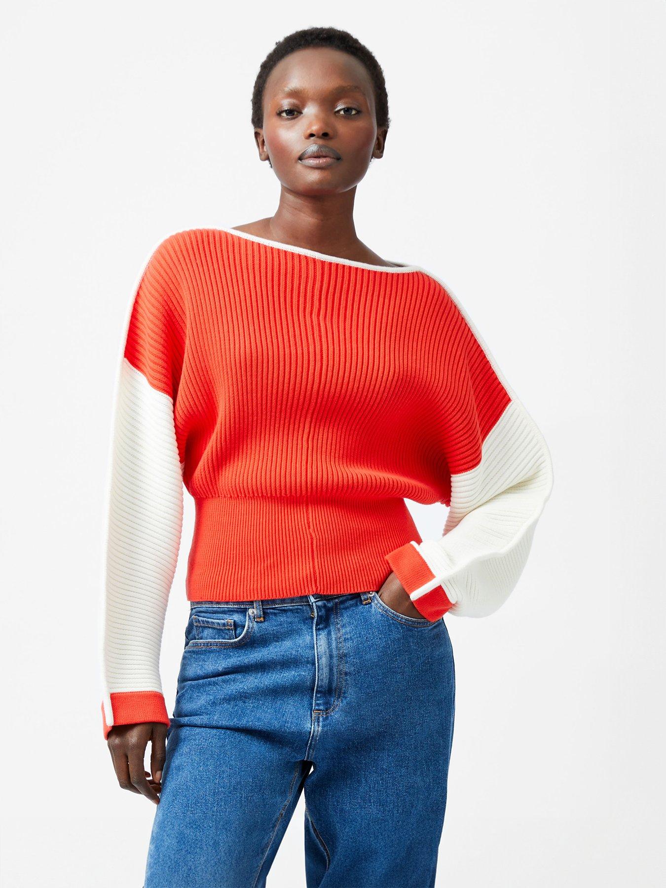French Connection Cotton Drop Shoulder Knit Colourblock Jumper | Very