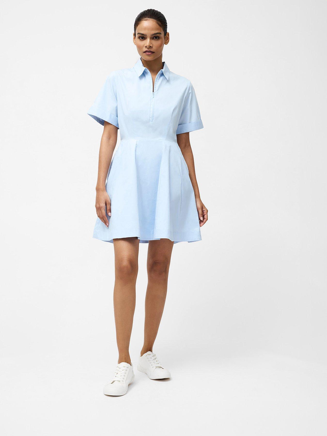 French Connection Cotton Poplin Stretch Mini A-line Relaxed Fit Shirt ...