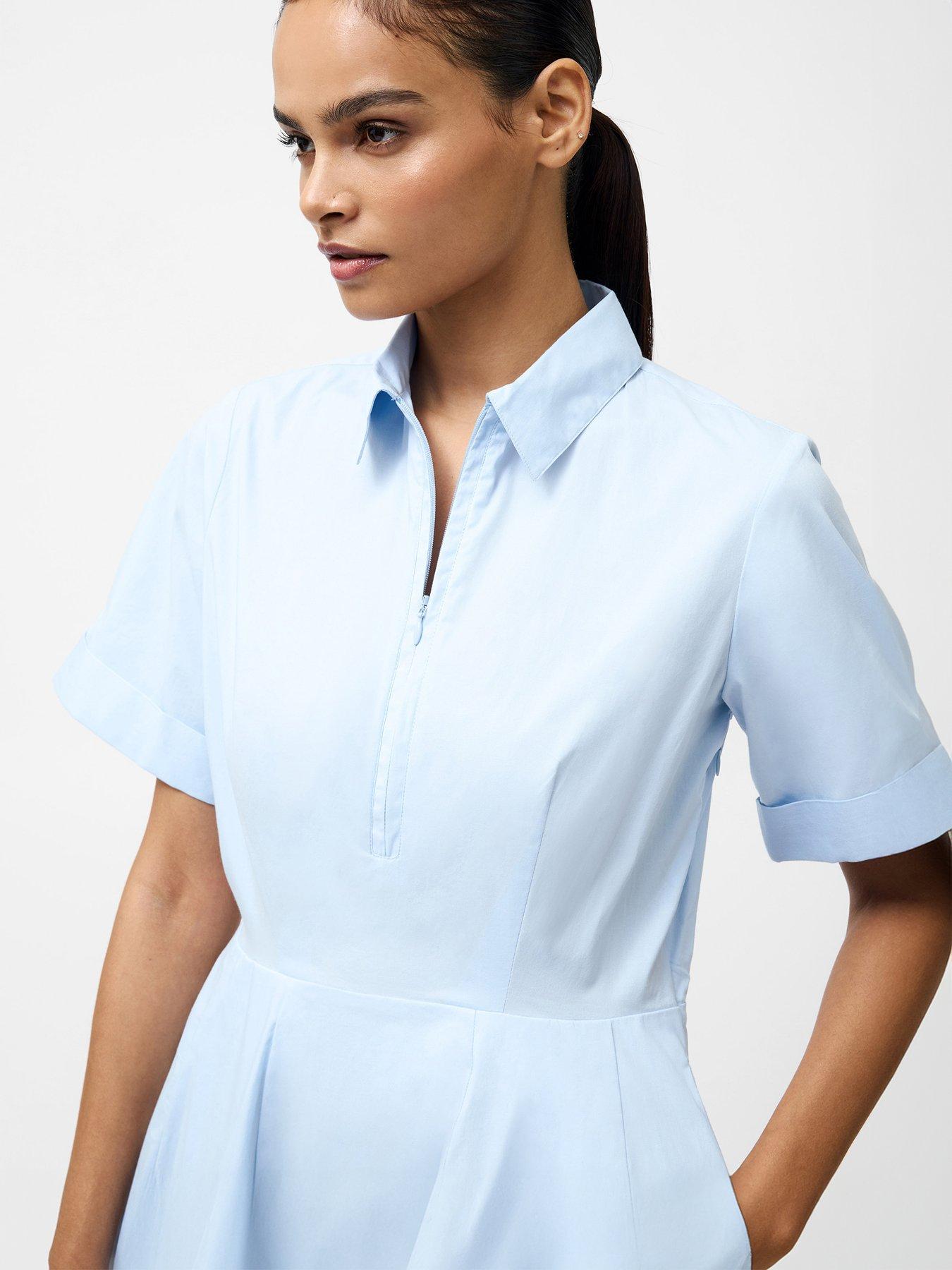 French Connection Cotton Poplin Stretch Mini A-line Relaxed Fit Shirt ...