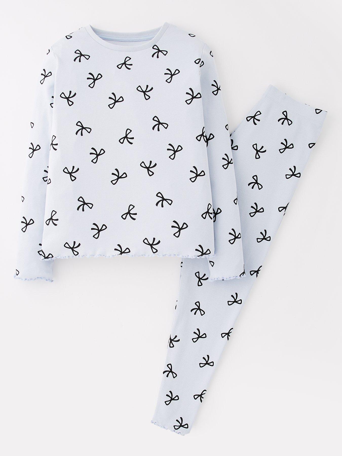 V by Very Girls Rib Long Sleeve Printed Pyjamas - Multi | Very