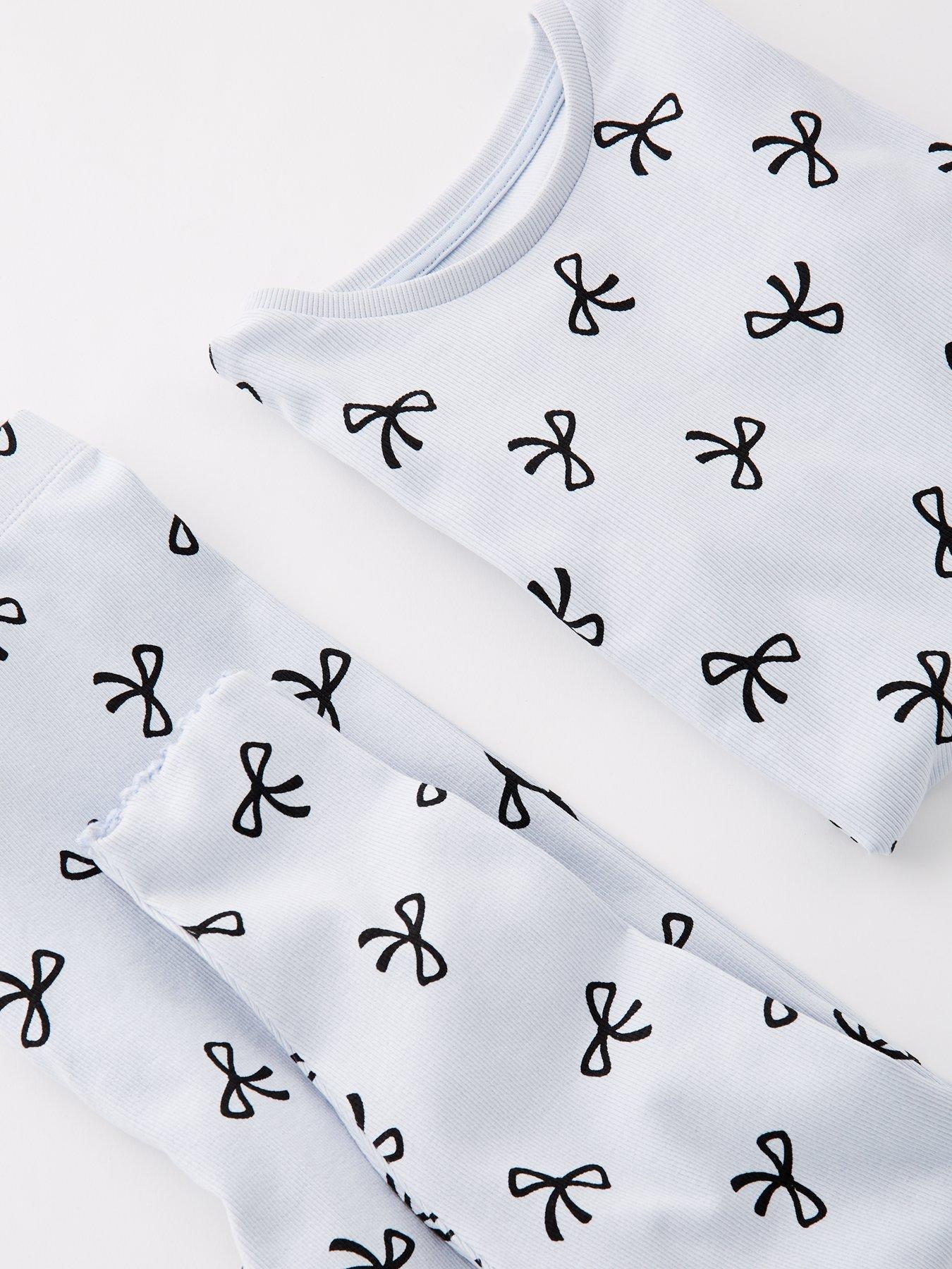 V by Very Girls Rib Long Sleeve Printed Pyjamas - Multi | Very