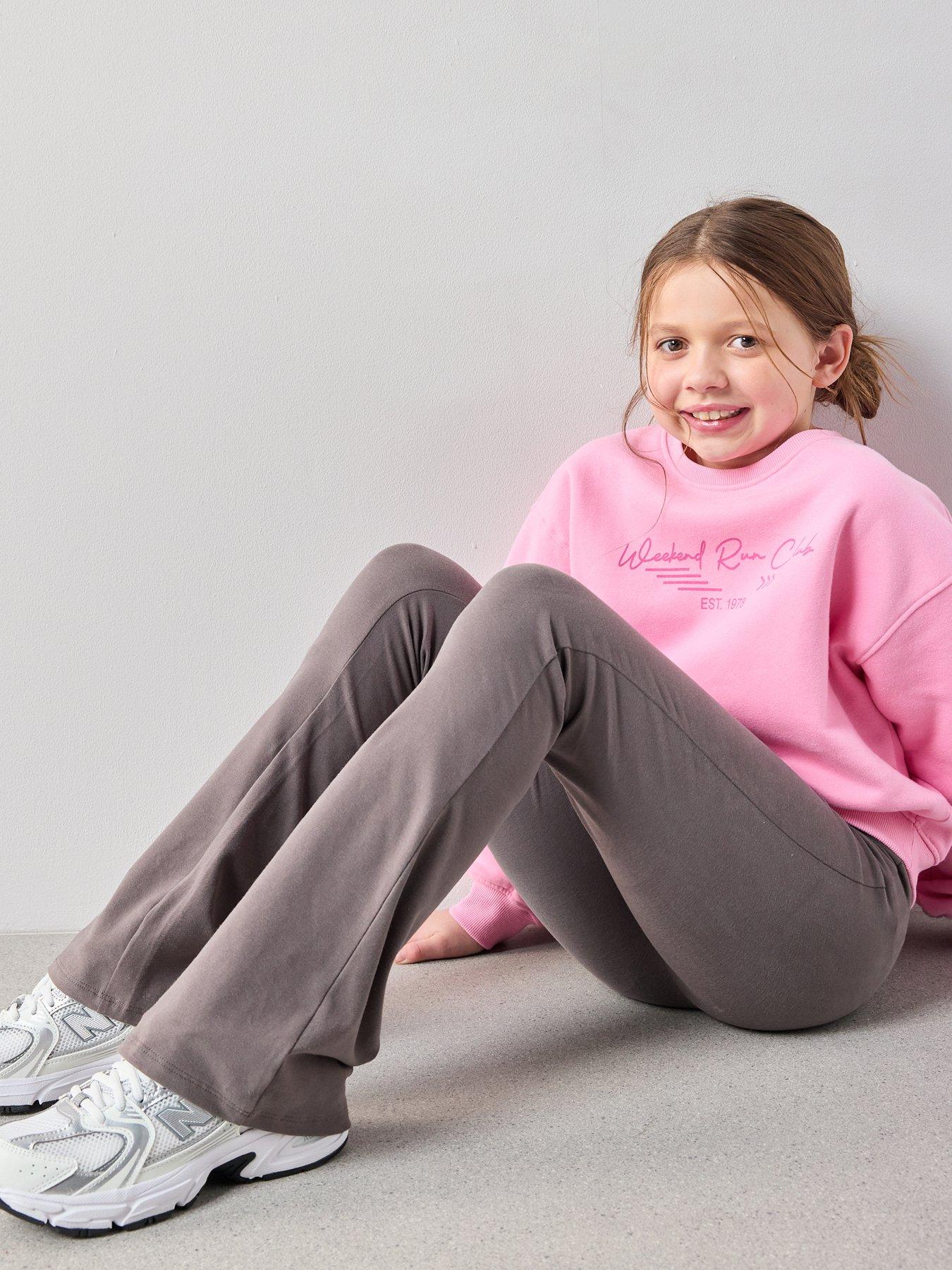 The Very Collection Girls Flare Cotton Leggings - Dark Grey | Very