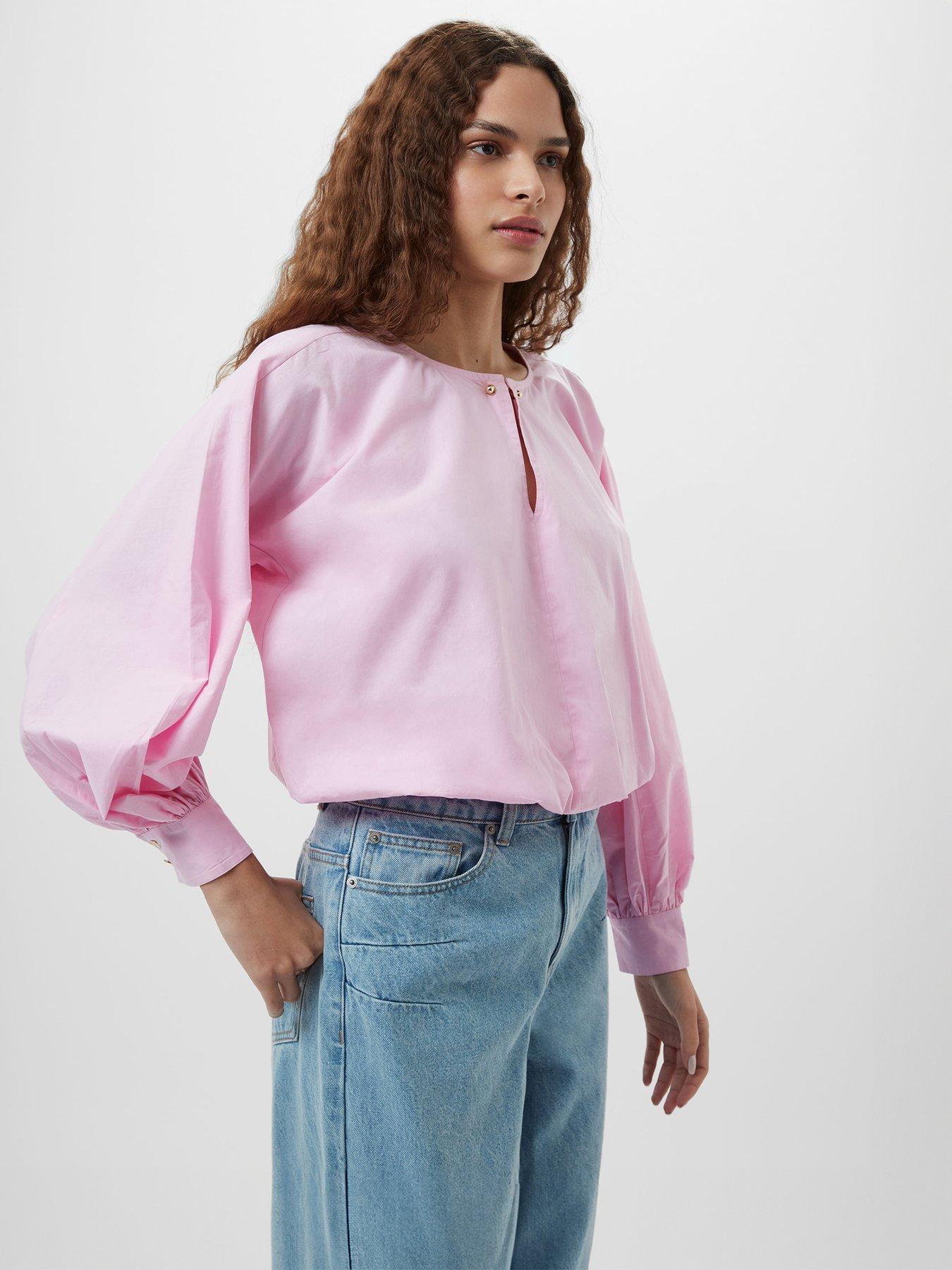 French Connection Cotton Ballon Sleeve Keyhole Neck Shirt | Very