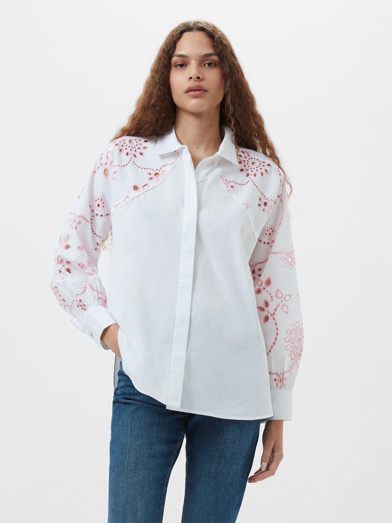 French Connection Cotton Embroidered Button-up Relaxed Fit Shirt | Very