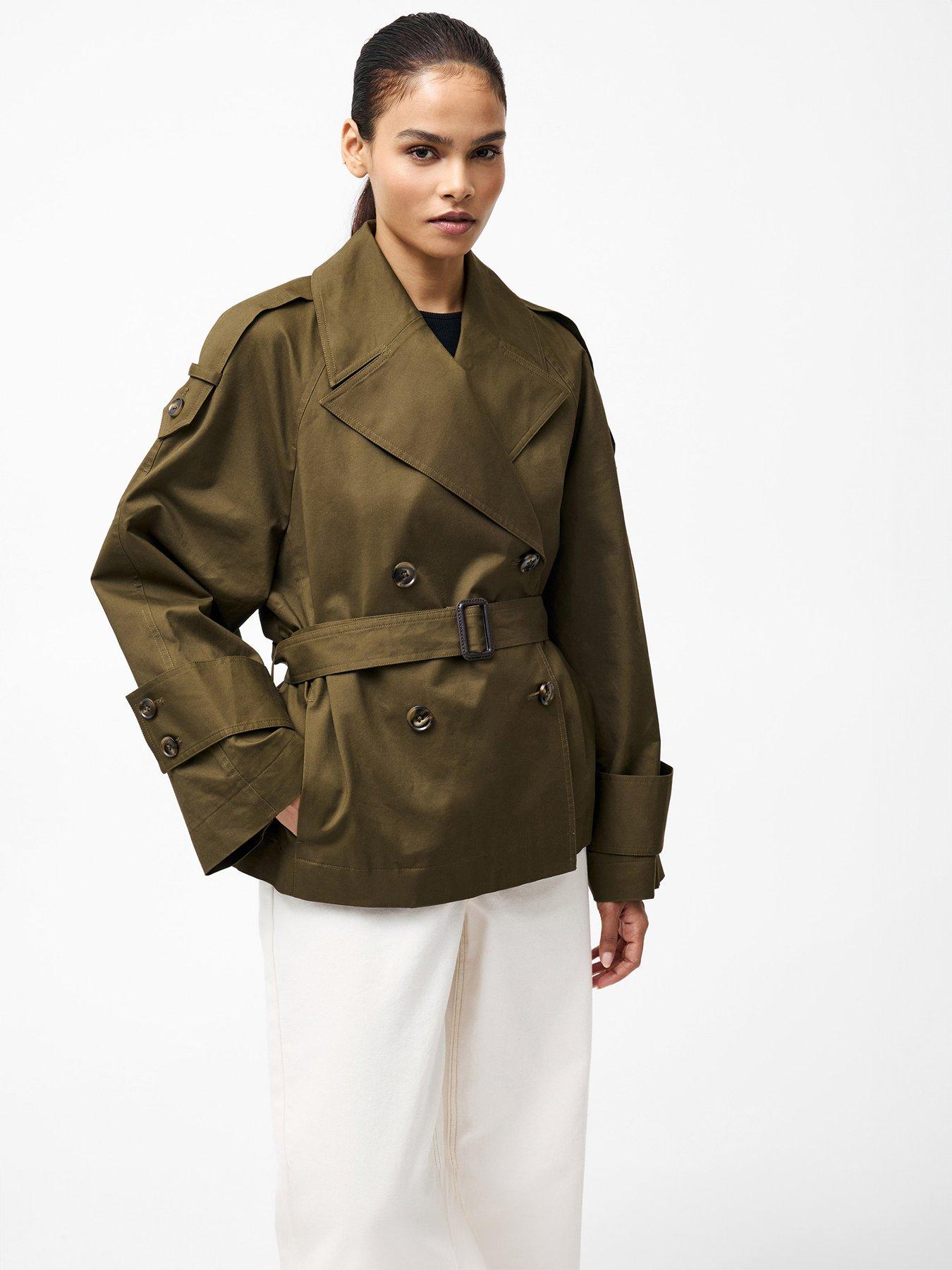 French Connection Cotton Blend Cropped Boxy Trench Coat | Very
