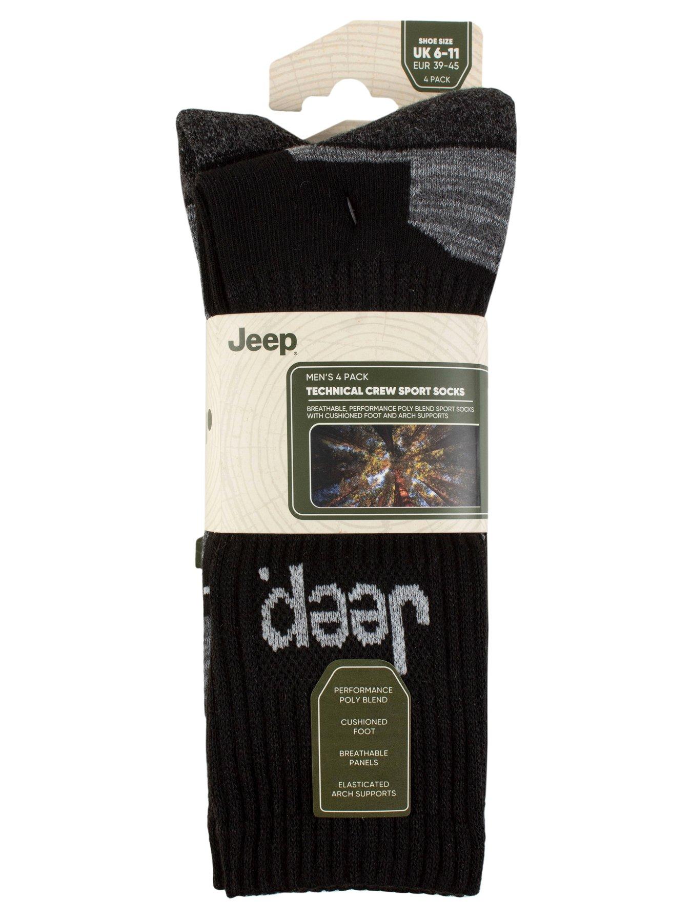 Sockshop Jeep Tech Performance Crew Sports Socks 4 Pack - Black | Very