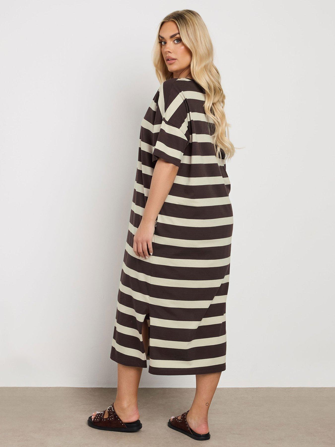 Yours Curve Drop Shoulder Throw On Dress - Brown | Very