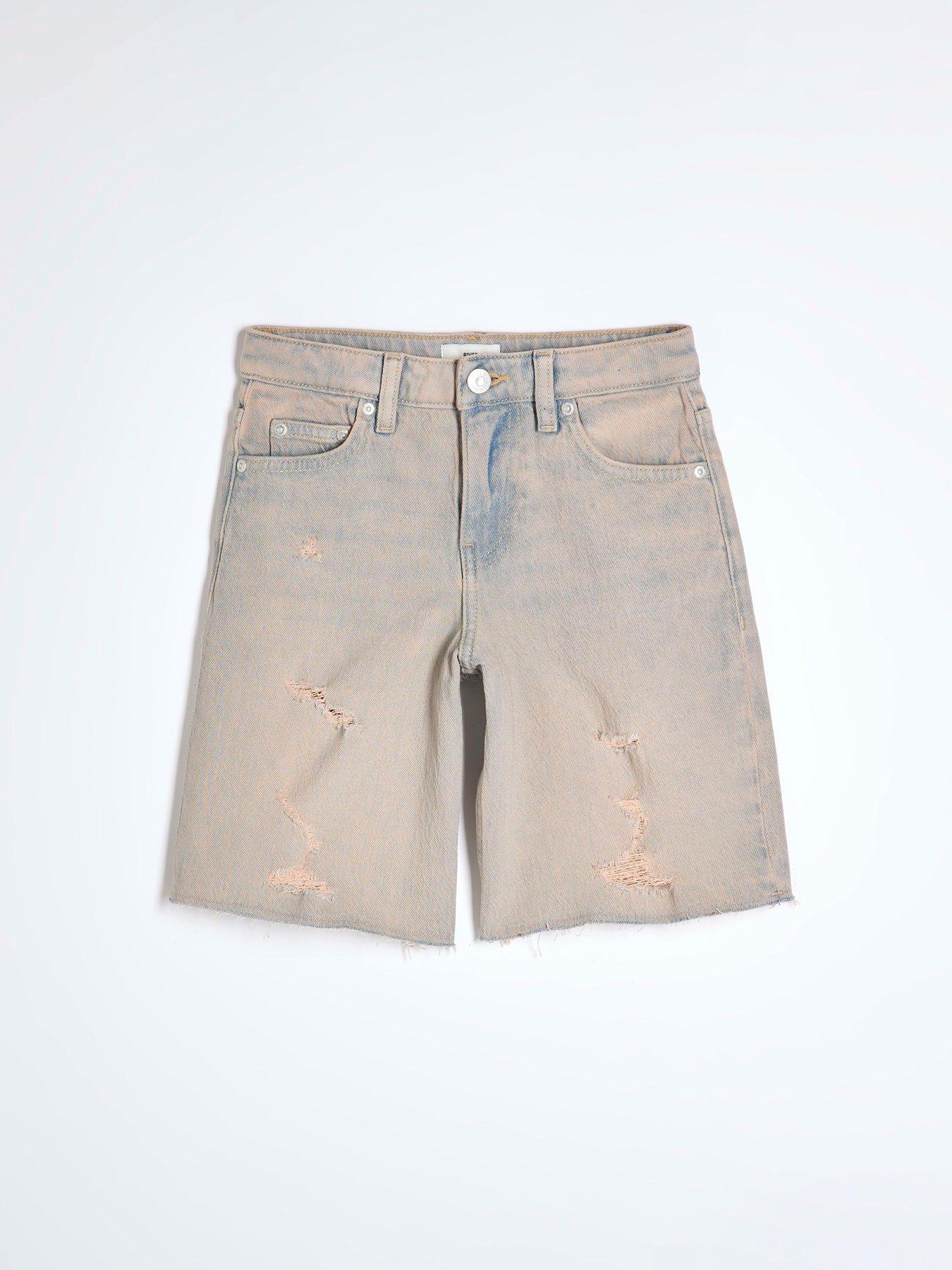 River Island Older Girl Denim Distressed Ripped Jorts - Blue | Very