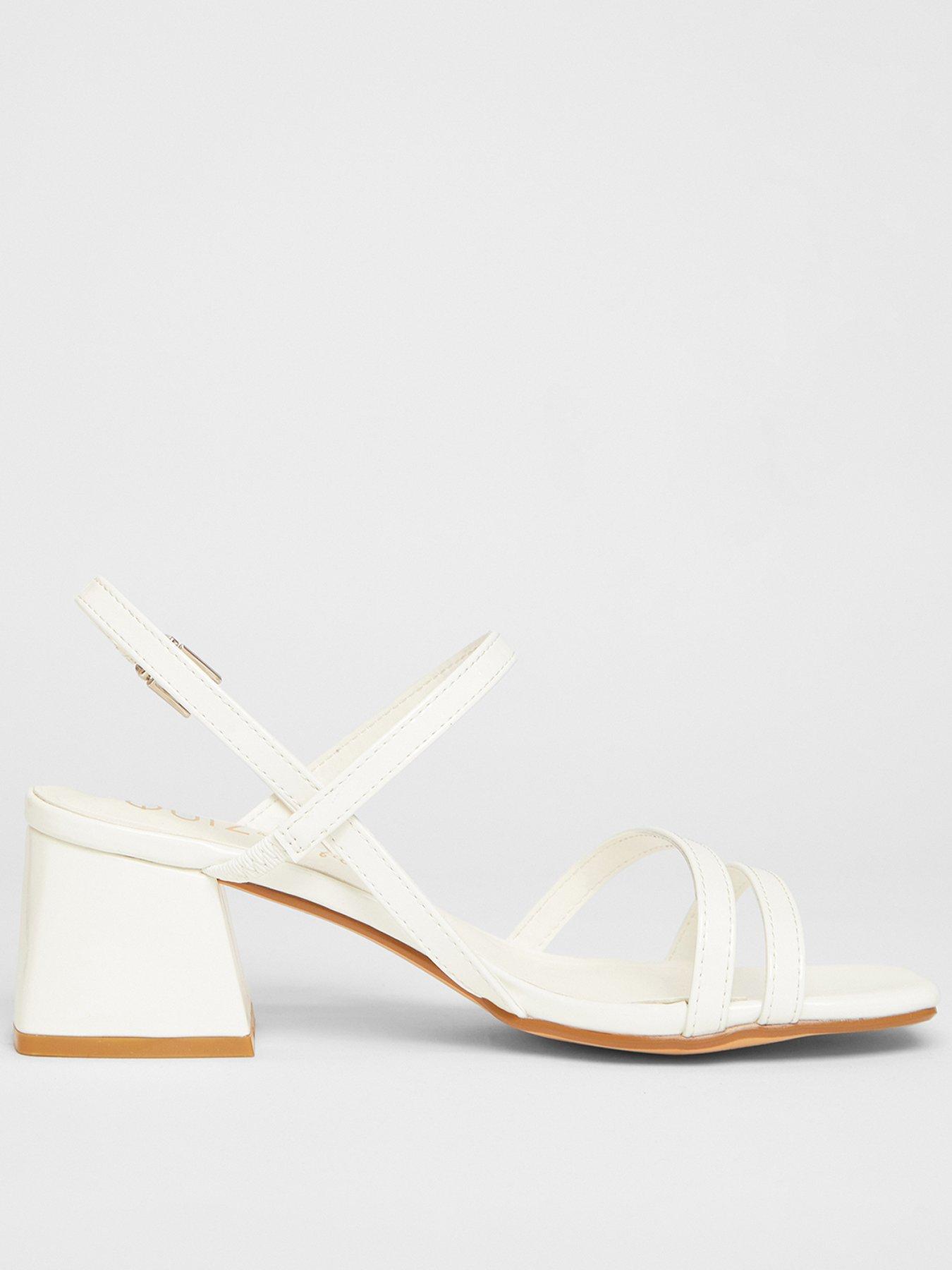 Quiz Wide Fit White Slingback Block Heels | Very