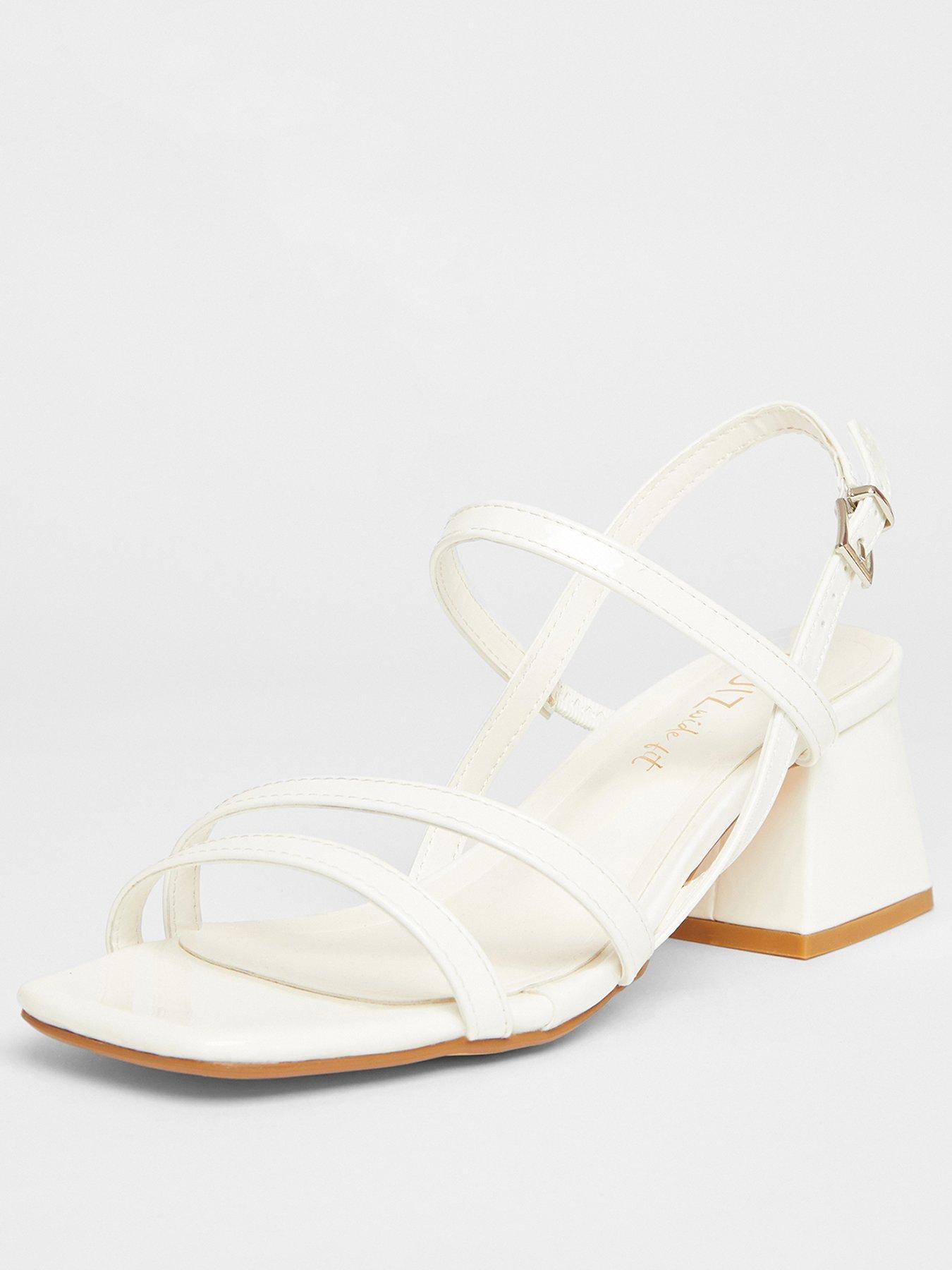 Quiz Wide Fit White Slingback Block Heels | Very