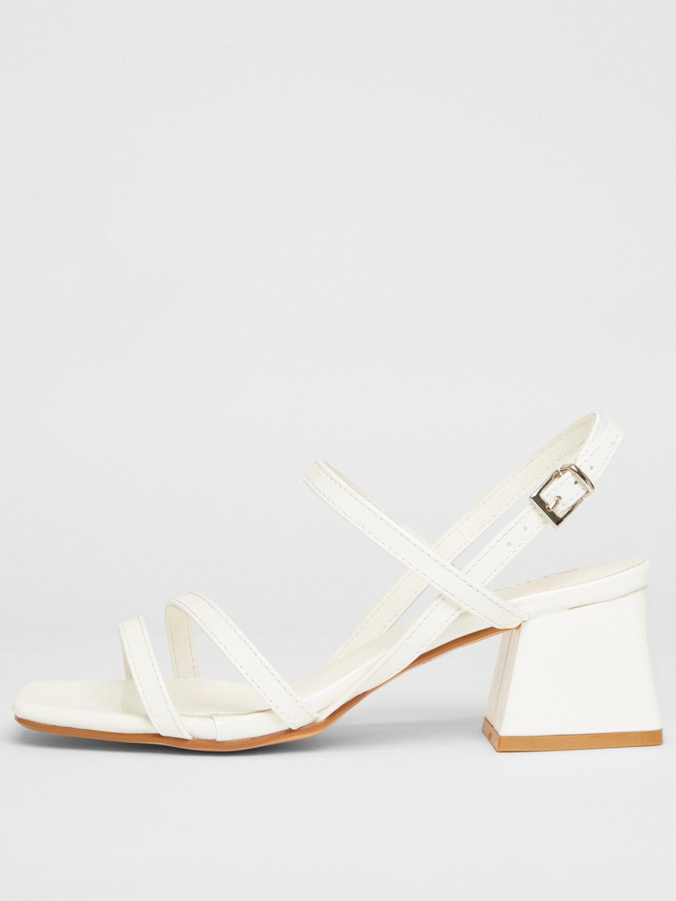 Quiz Wide Fit White Slingback Block Heels | Very