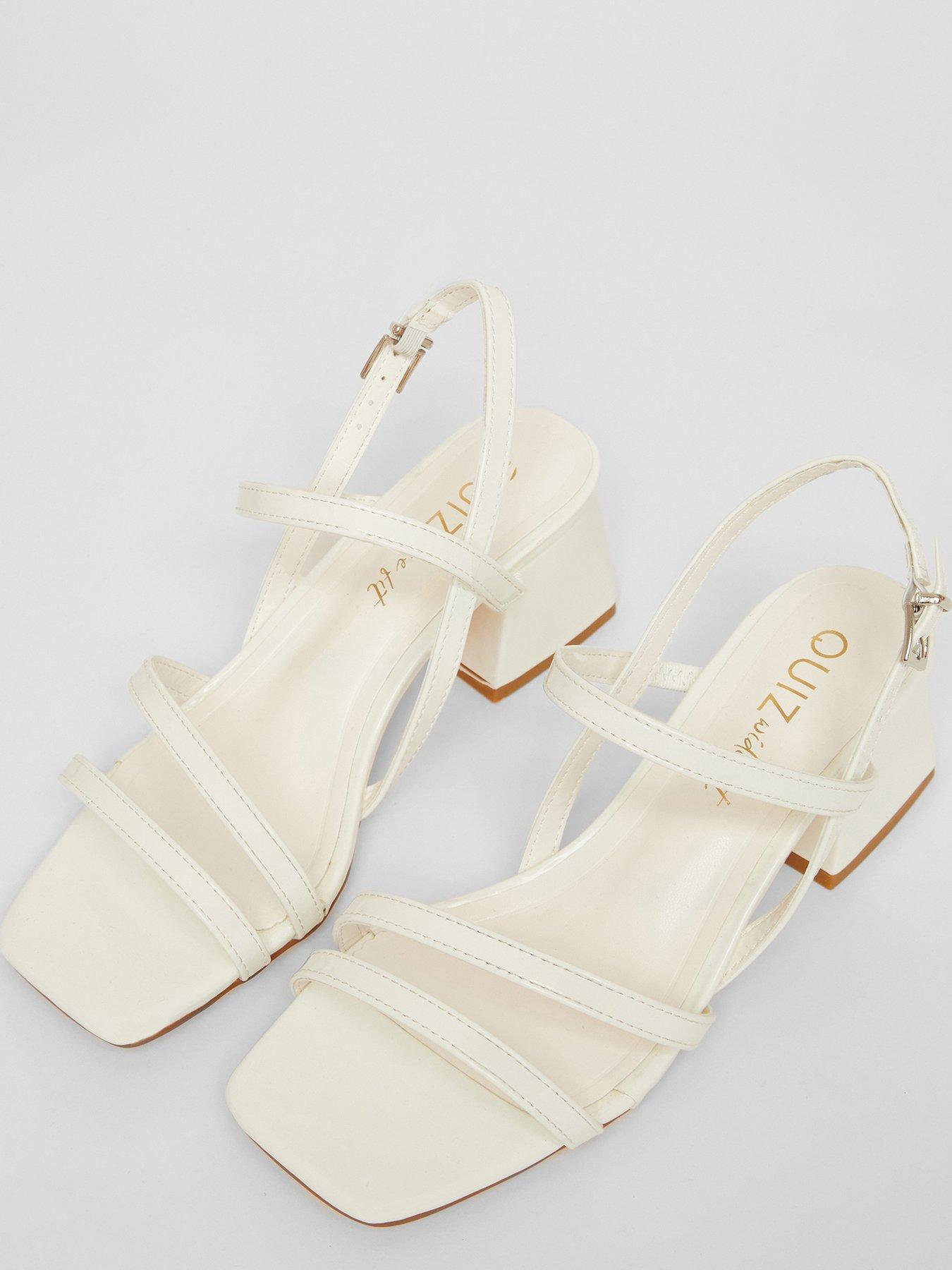 Quiz Wide Fit White Slingback Block Heels | Very