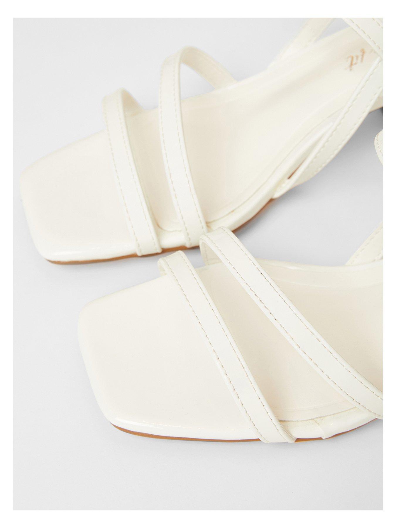 Quiz Wide Fit White Slingback Block Heels | Very