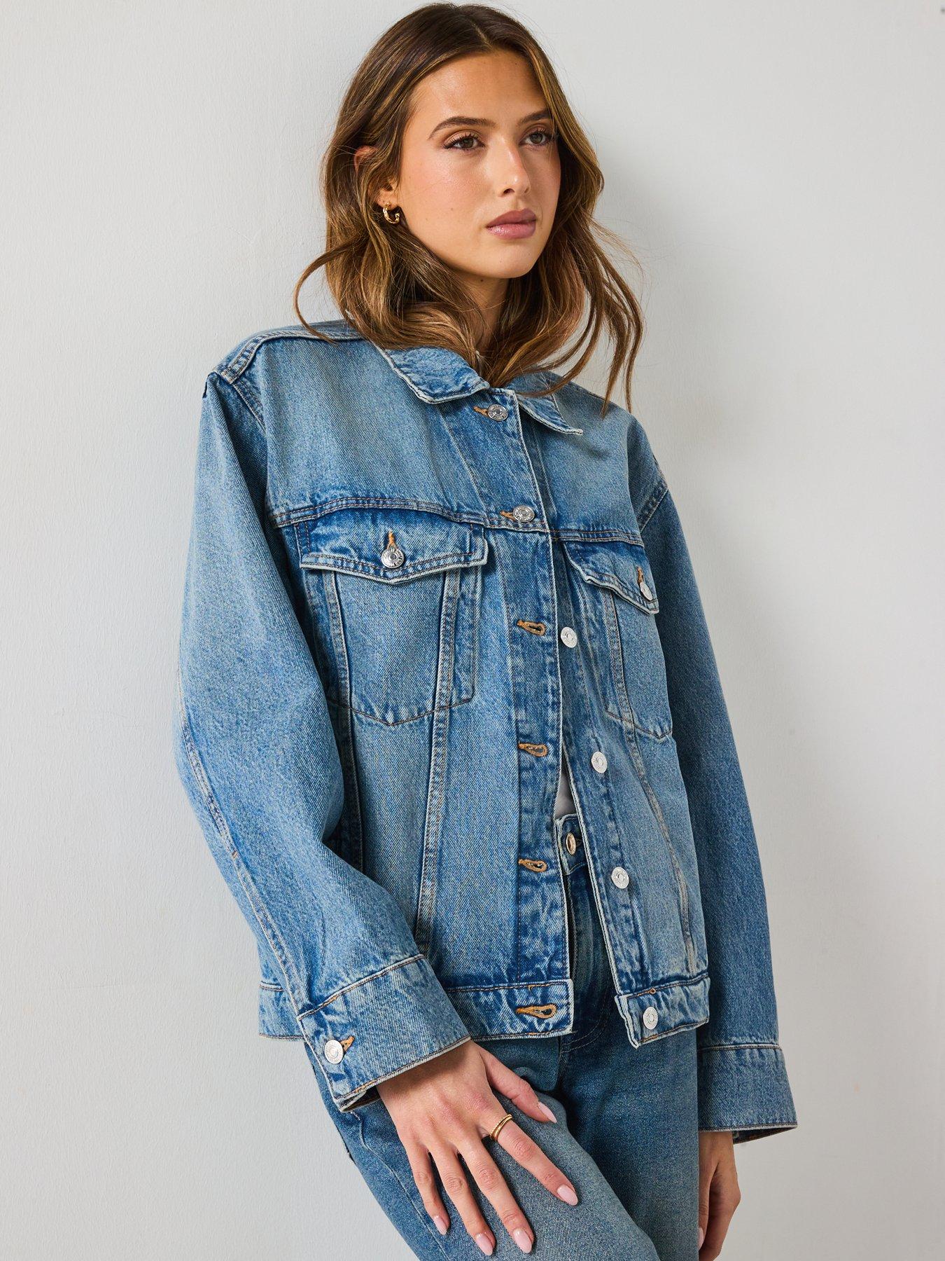 Mango Oversized Denim Jacket With Pockets - Blue | Very