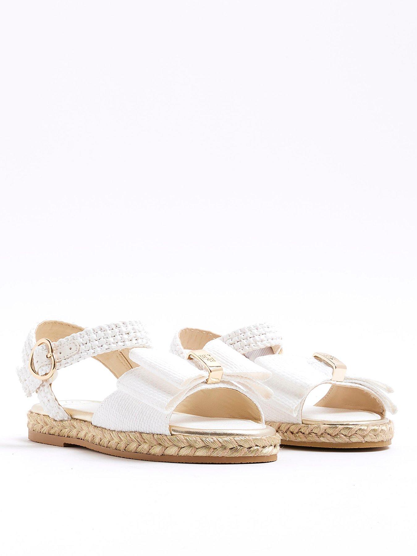 River Island Older Girl Raffia Bow Sandals - Cream | Very