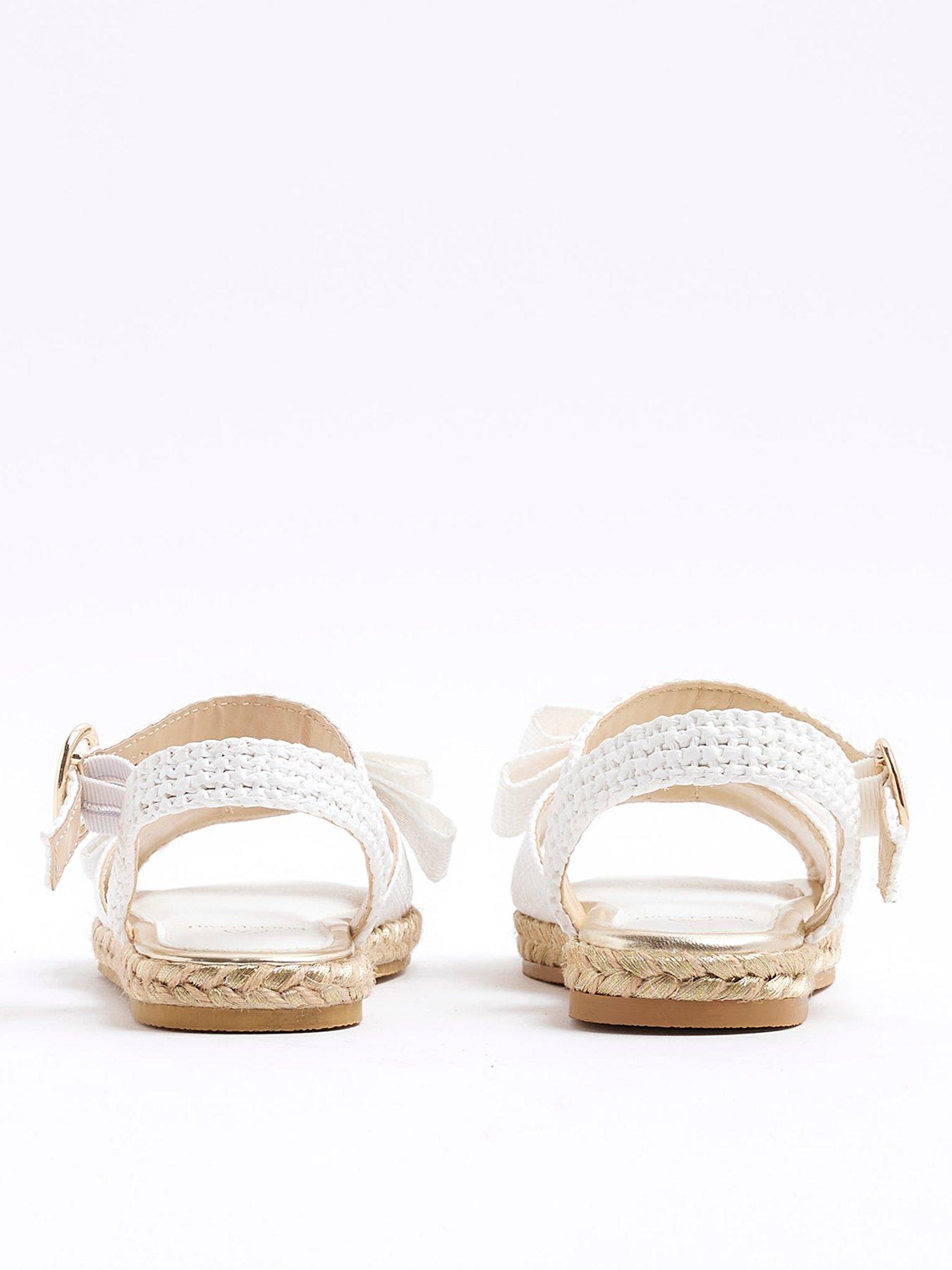 River Island Older Girl Raffia Bow Sandals - Cream | Very