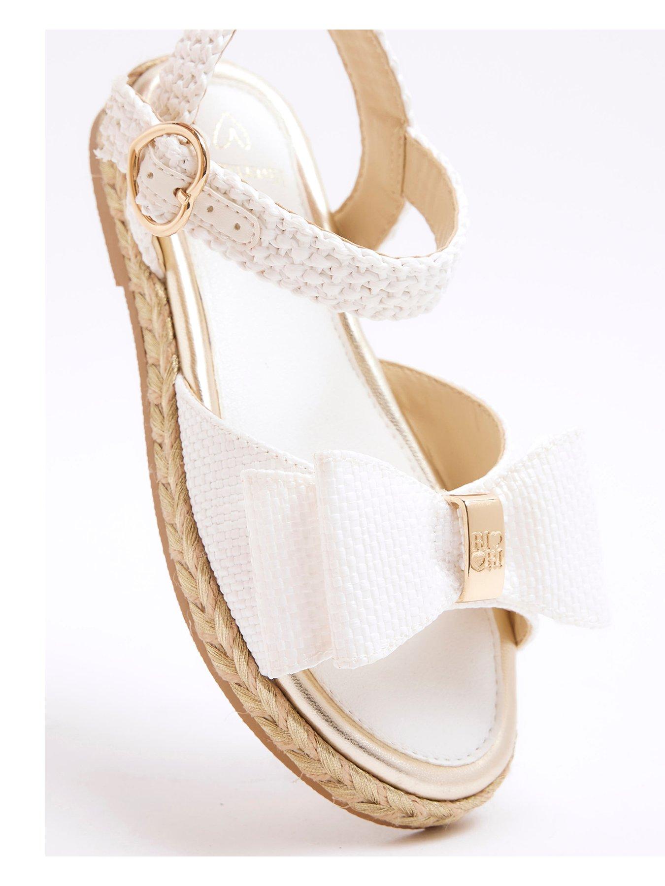 River Island Older Girl Raffia Bow Sandals - Cream | Very