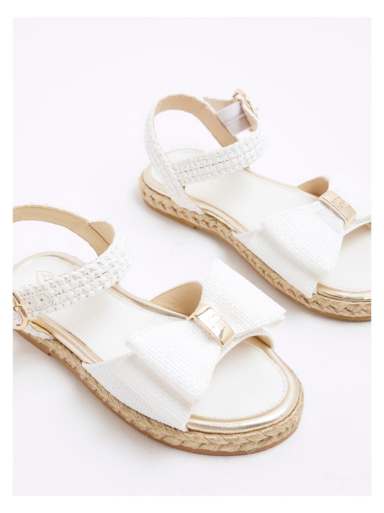 River Island Older Girl Raffia Bow Sandals - Cream | Very