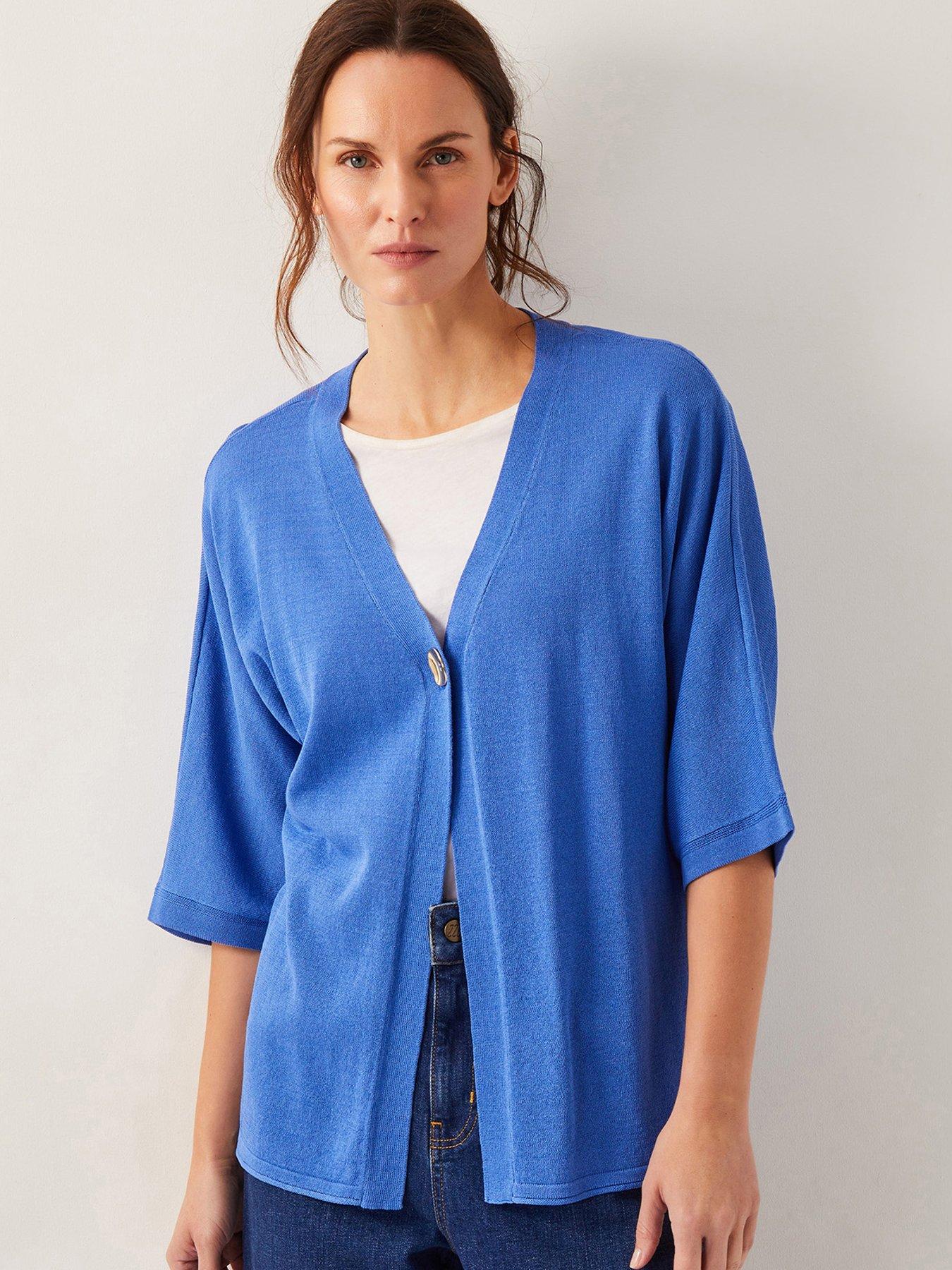 Monsoon Beth Button Cardigan - Blue | Very
