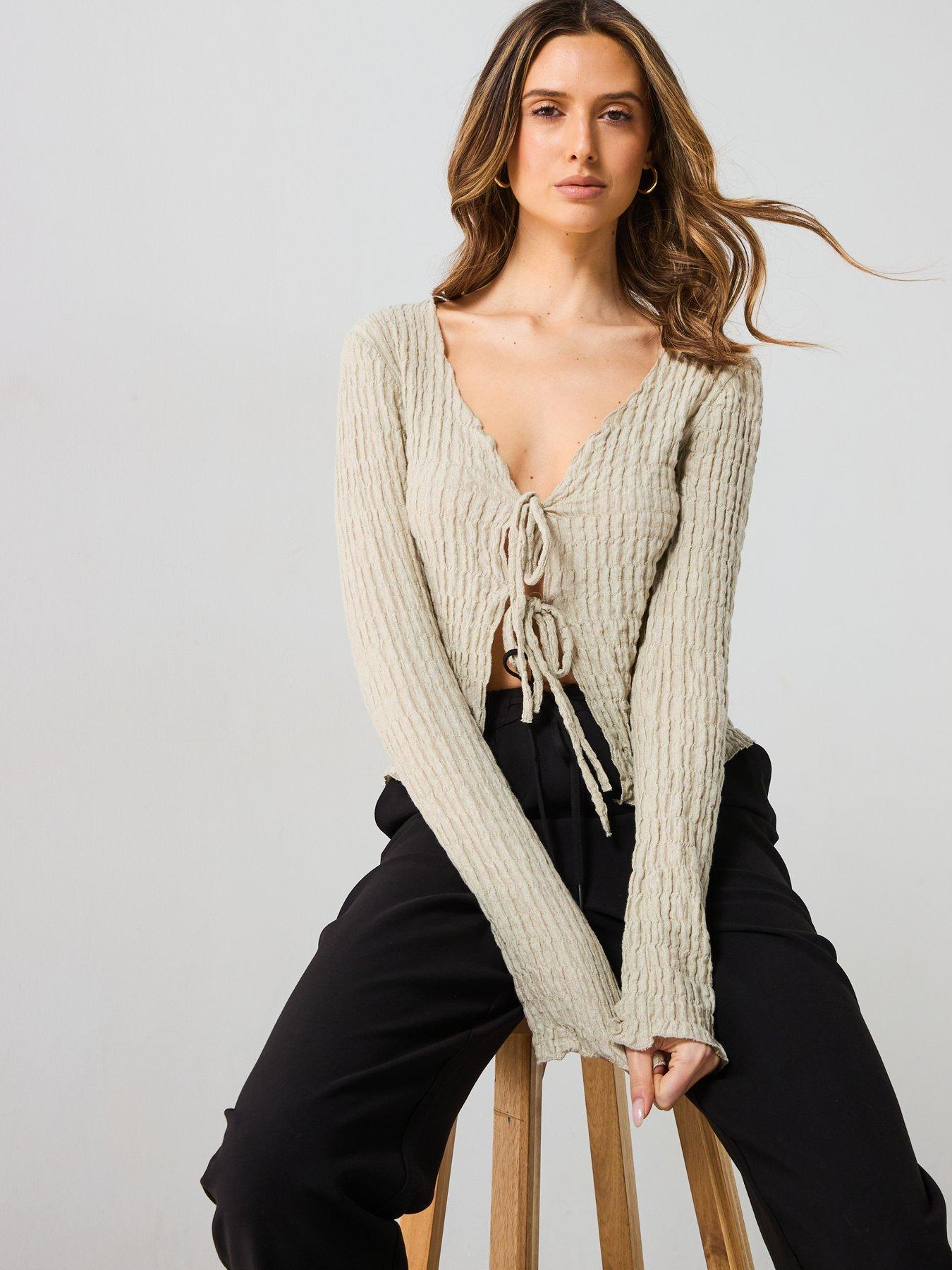Mango Cotton Textured Cardigan With Bows | Very