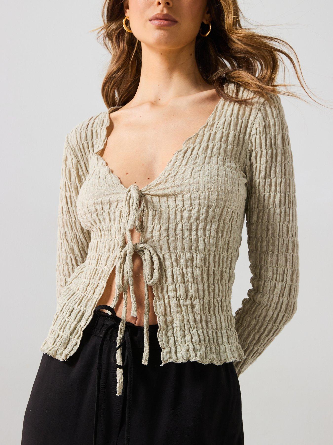Mango Cotton Textured Cardigan With Bows | Very