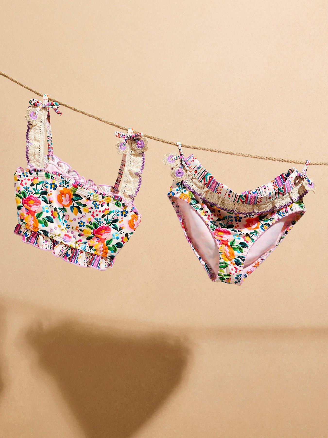River Island Girls Del Maar Floral Bikini Set - Cream | Very