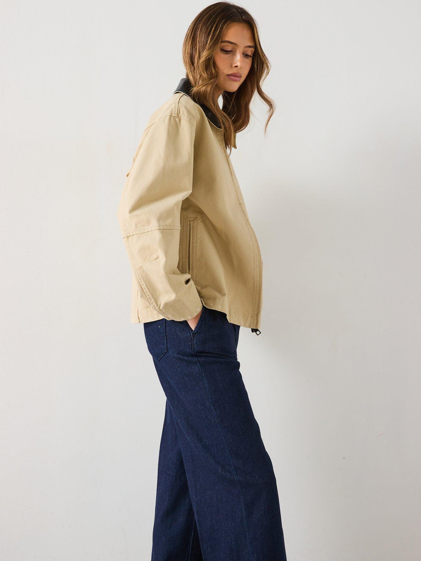 Mango Cotton Jacket With Contrasting Collar - Brown | Very