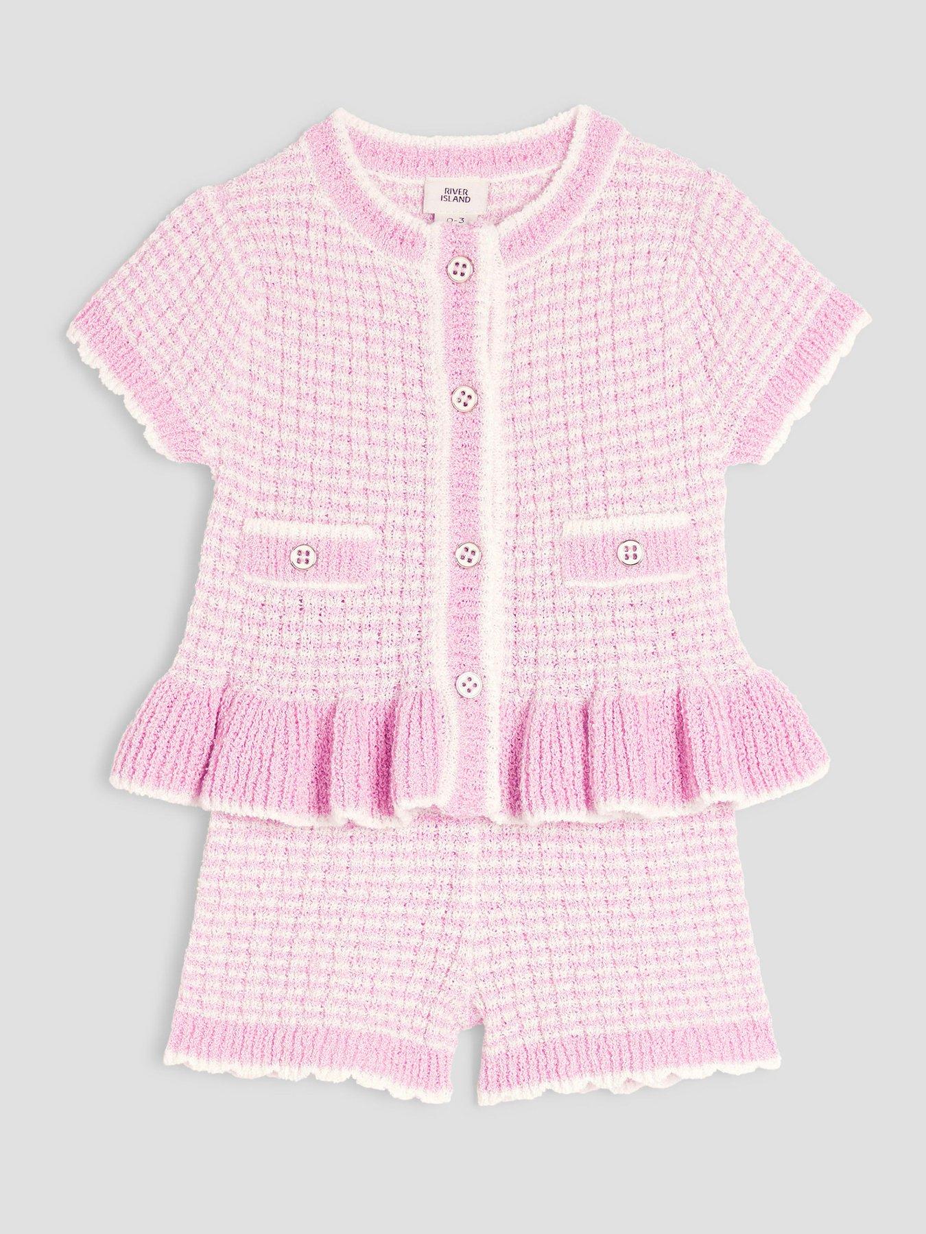 River Island Baby Girl Boucle Peplum Knit Set - Pink | Very