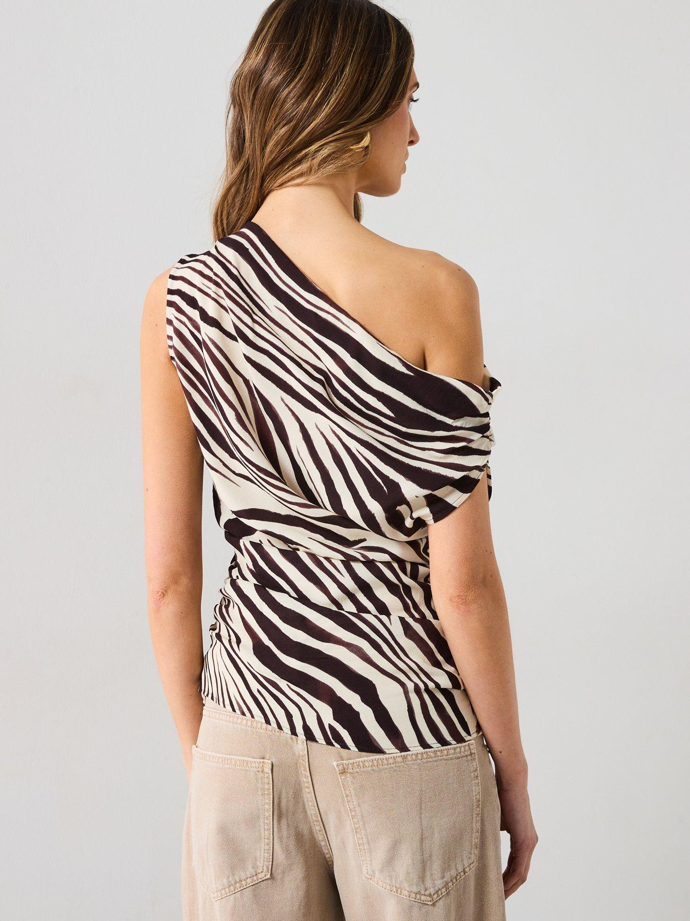 Mango Zebra Draped Blouse - Cream | Very