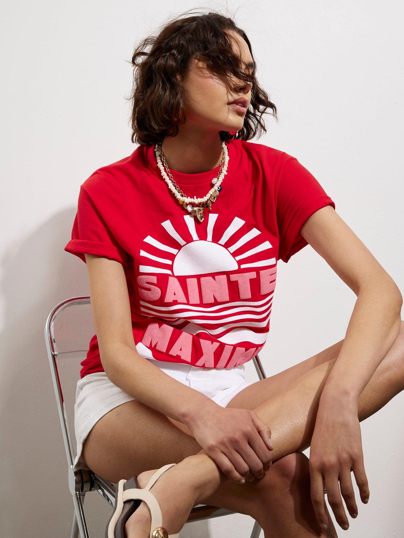 River Island Short Sleeve Saint Maxime Print Tee - Red | Very