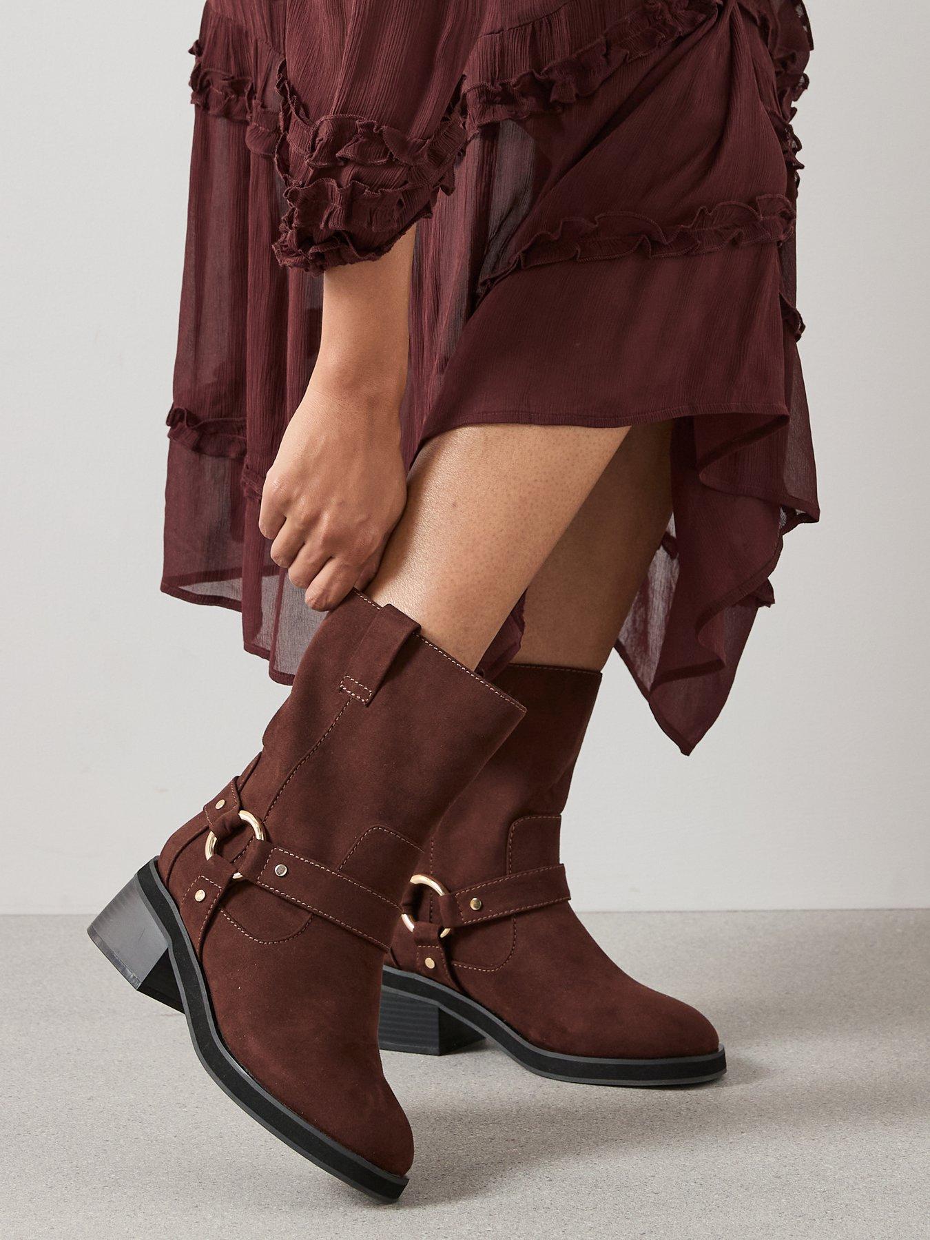 The Very Collection Biker Calf Boot - Brown | Very