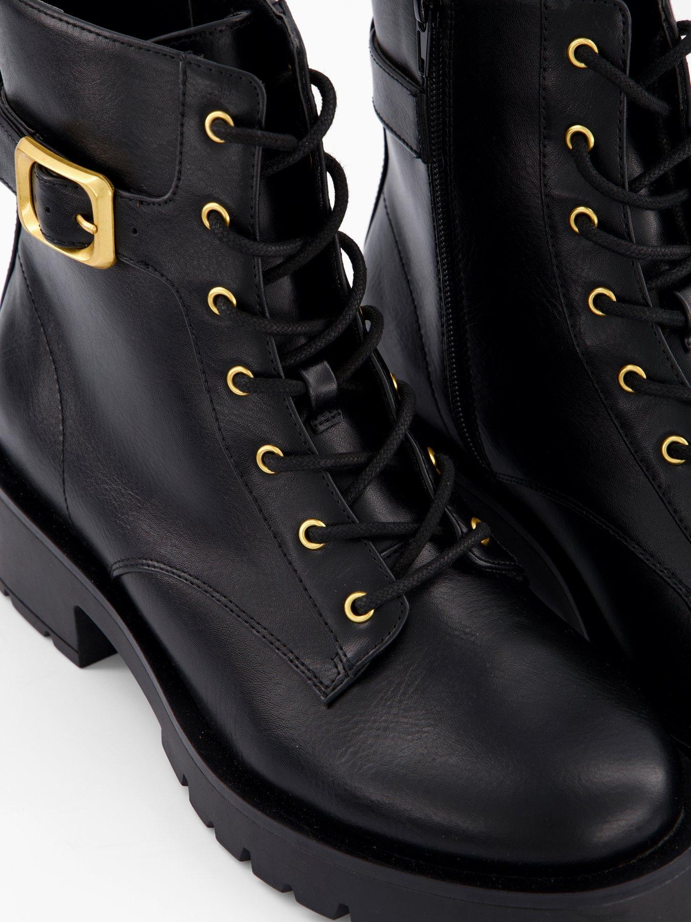 V by Very Wide Fit Lace Up Ankle Boot - Black | Very