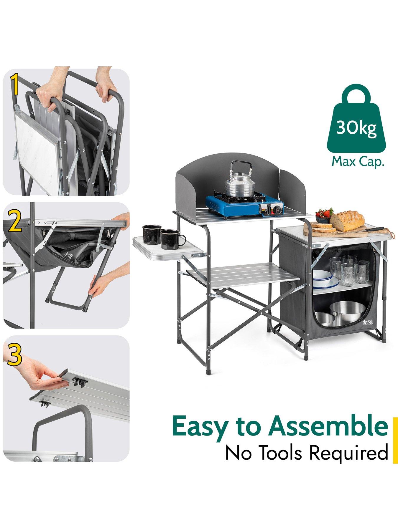 Trail Camping Kitchen Stand with Cupboard & Windshield | Very