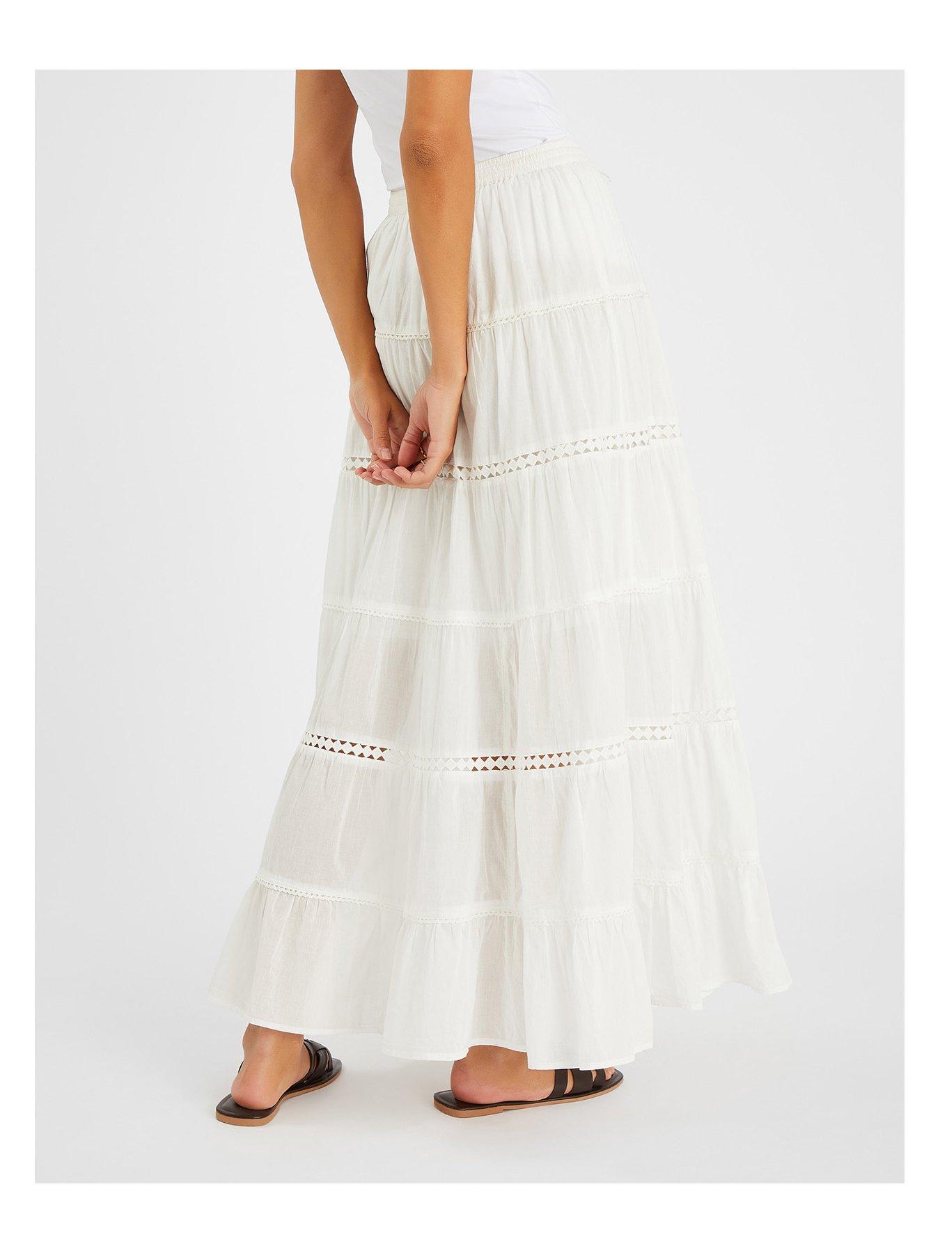 Accessorize Tiered Maxi Skirt - White | Very