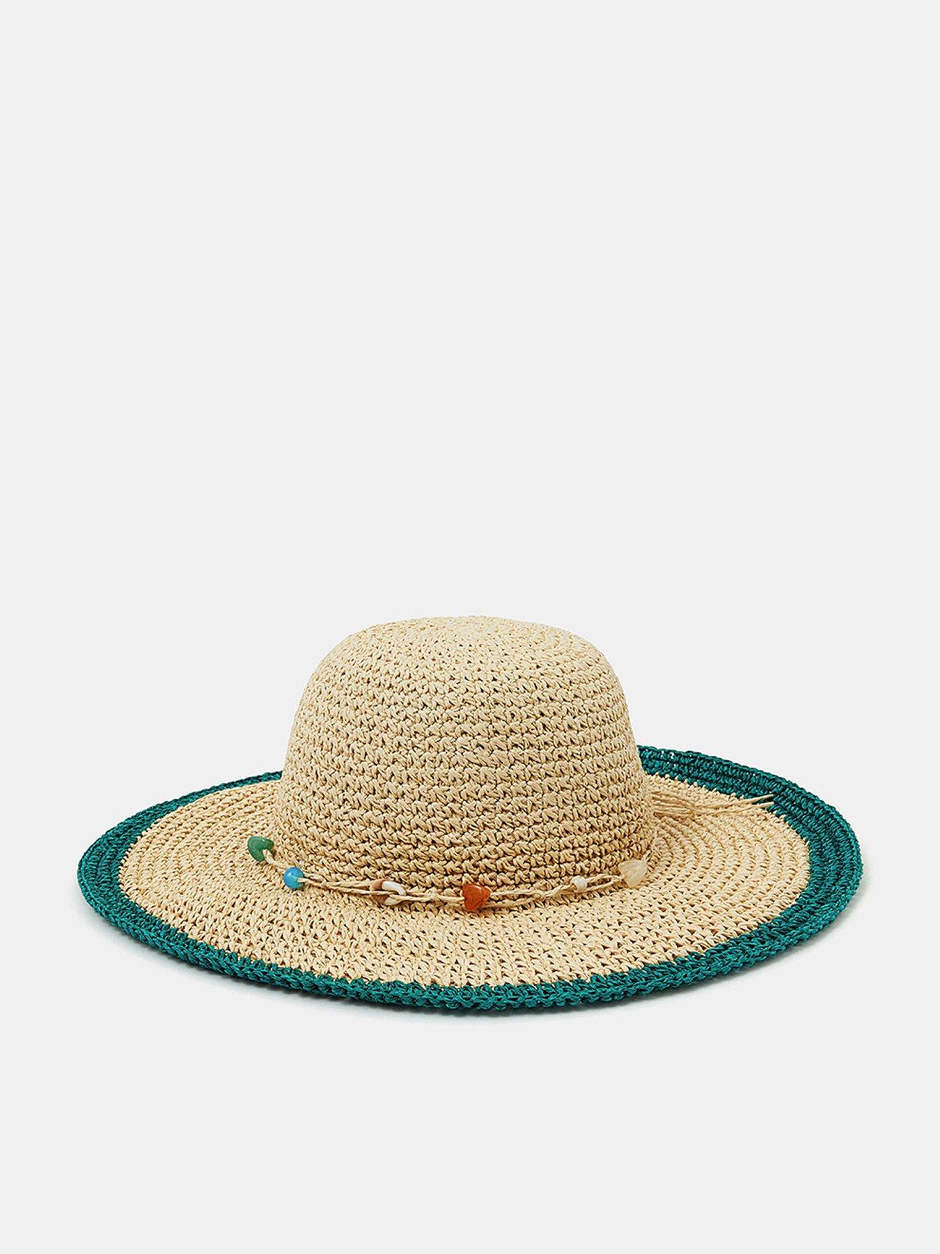 Accessorize Shell Bead Trim Floppy Hat - Natural | Very